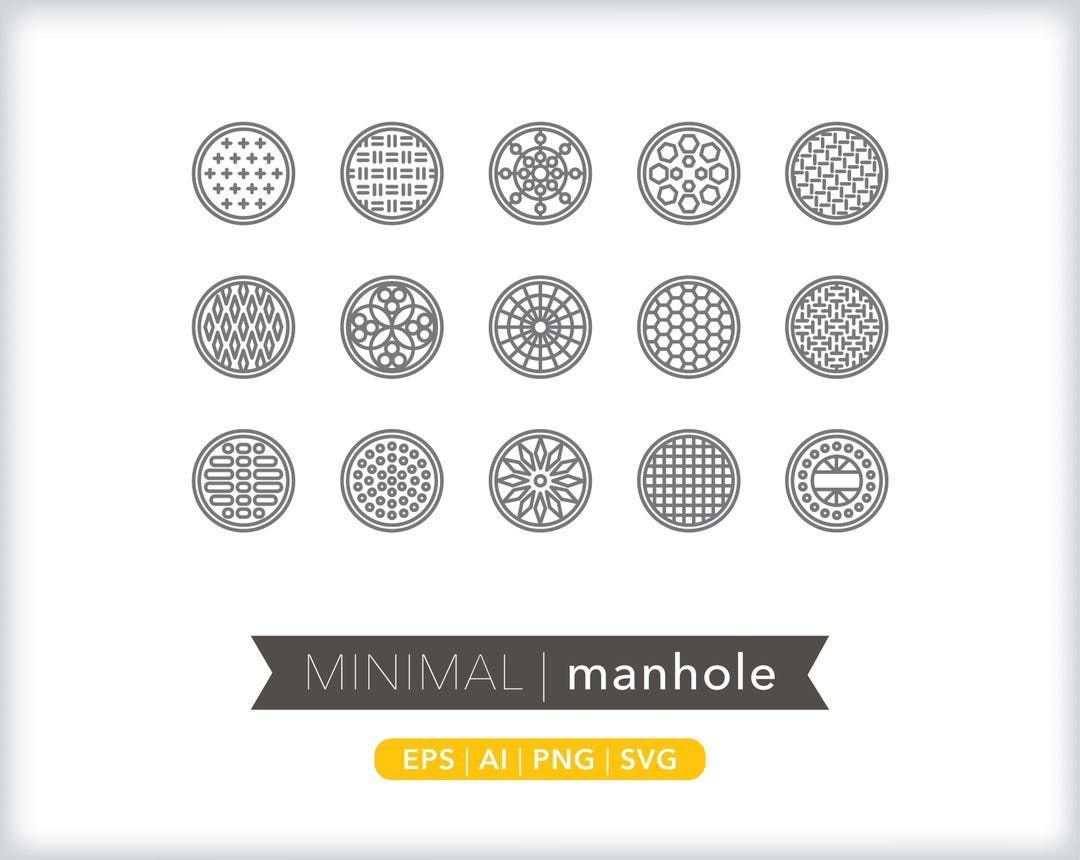 Manhole Cover Icons: Urban Design Elements SVG, AI, PNG (digital ...