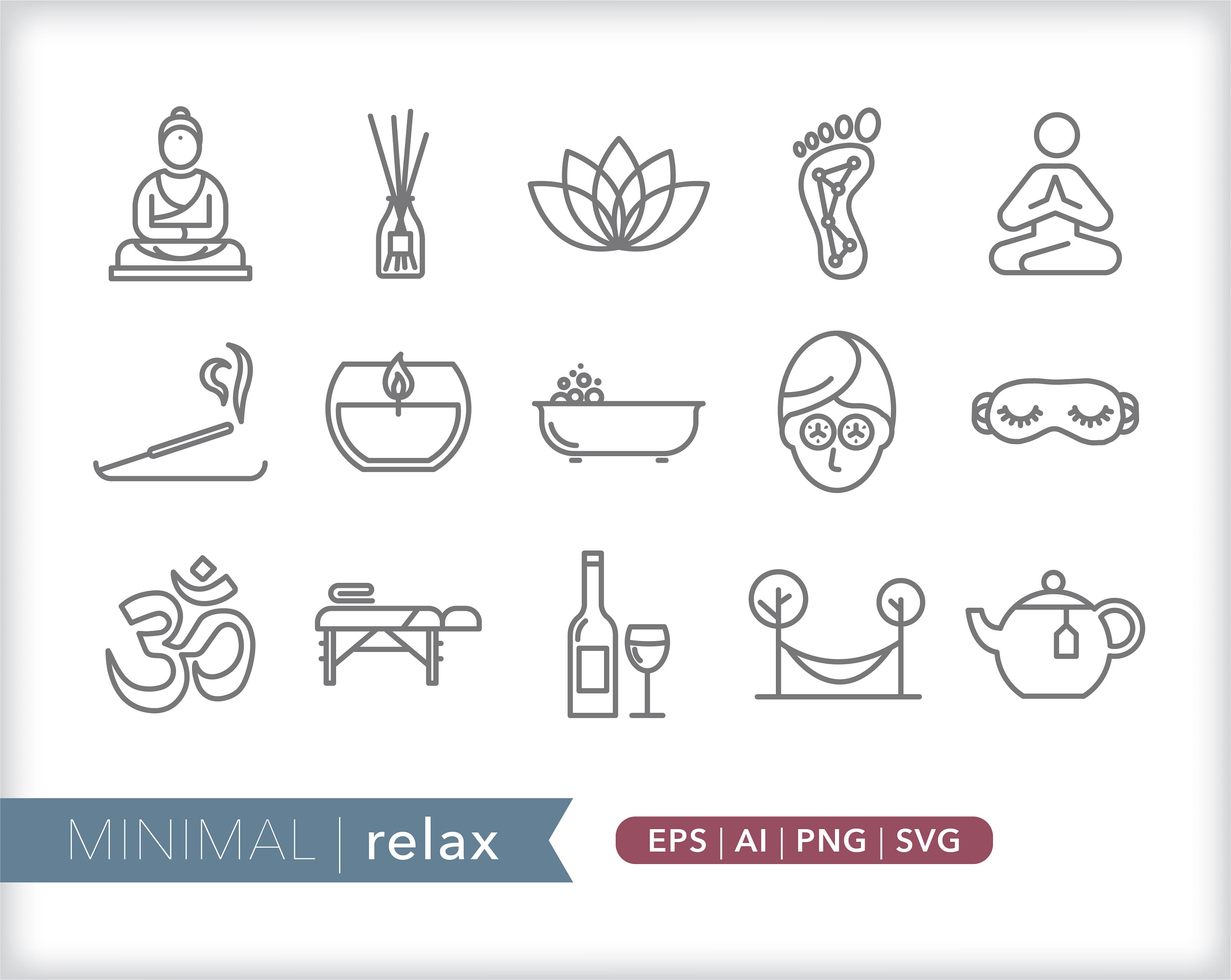 Relax Icons Meditate Icons Spa Icons Eps Ai Png Etsy Uk