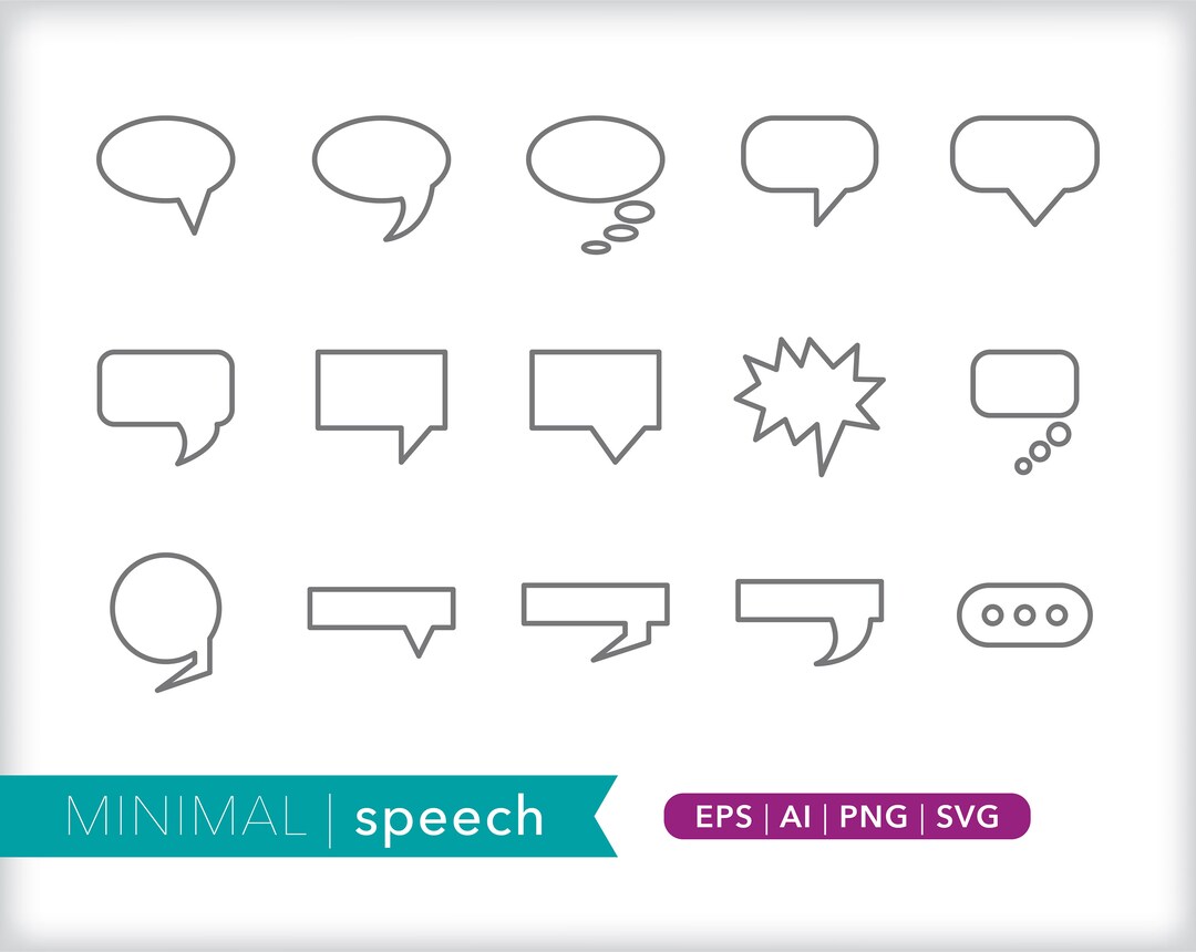 Speech Icons | Talk Bubble Icons | SVG AI PNG | Instant Digital ...