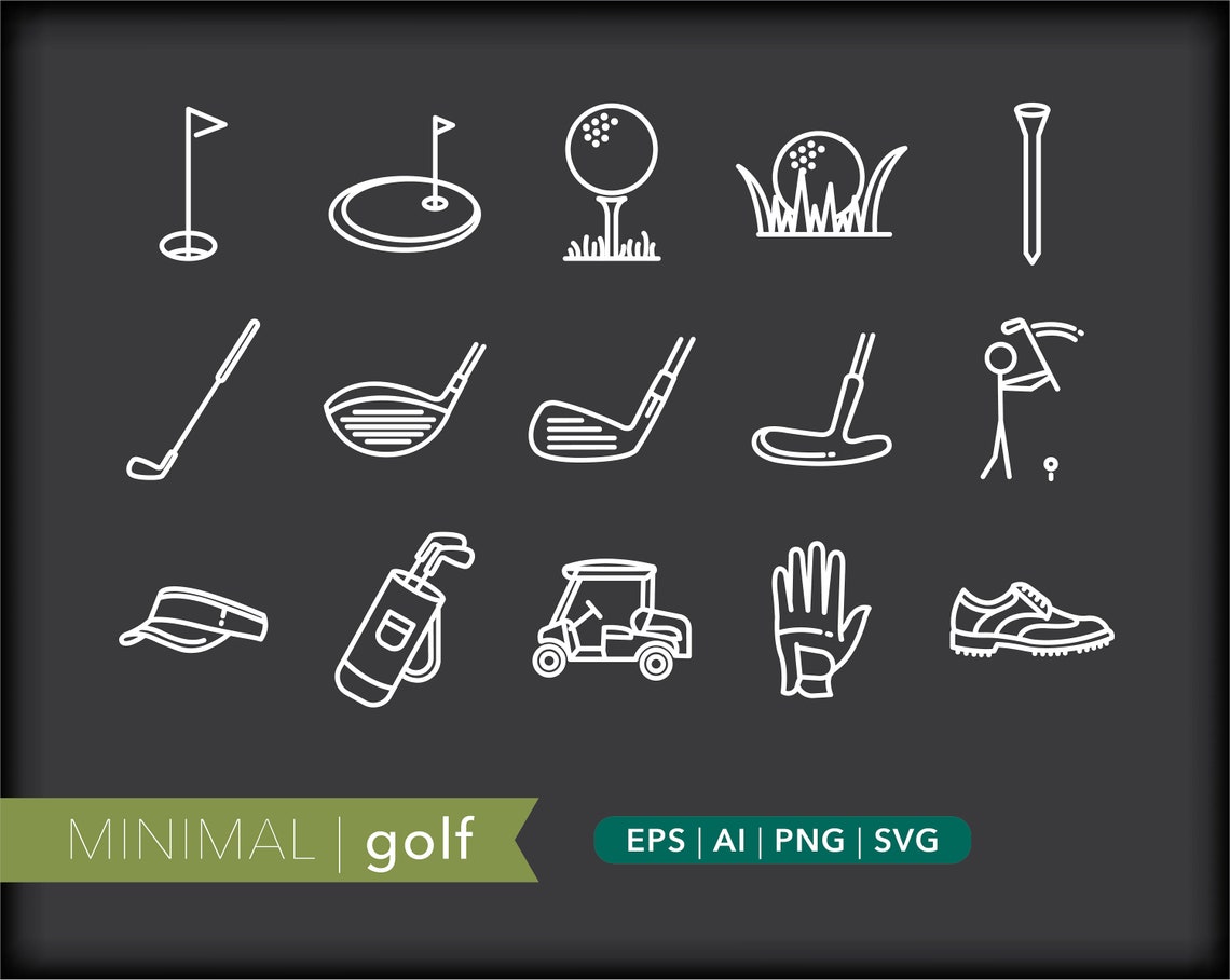 Golf Icons | Sport Icon Illustrations | SVG AI PNG | Instant Digital ...
