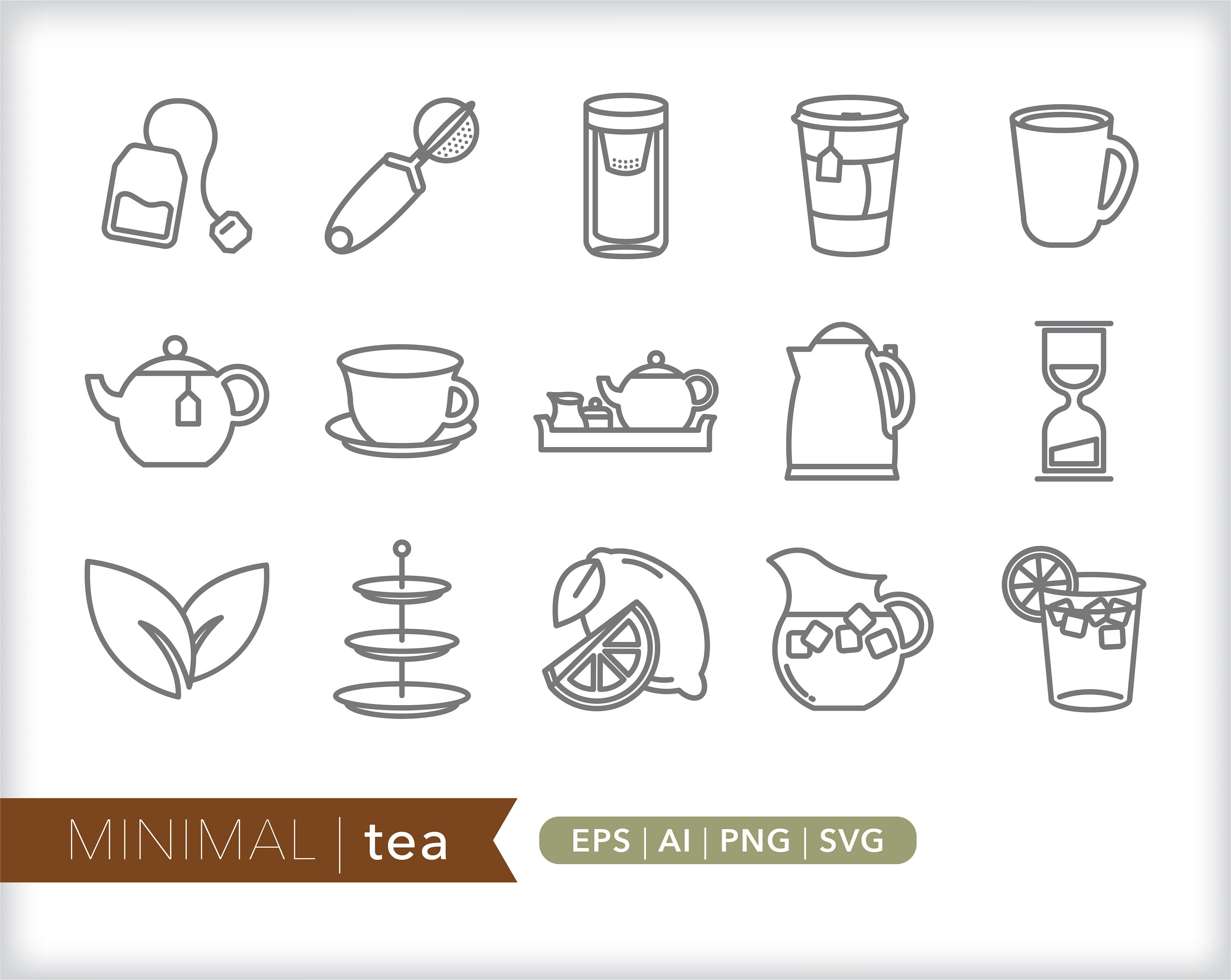 Tea Icons Drink Icons SVG AI PNG Instant Digital Download for Design ...