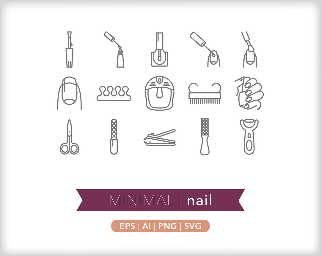 Nail Salon Icons: Beauty & Self-care Illustrations (SVG, AI, PNG) - Etsy