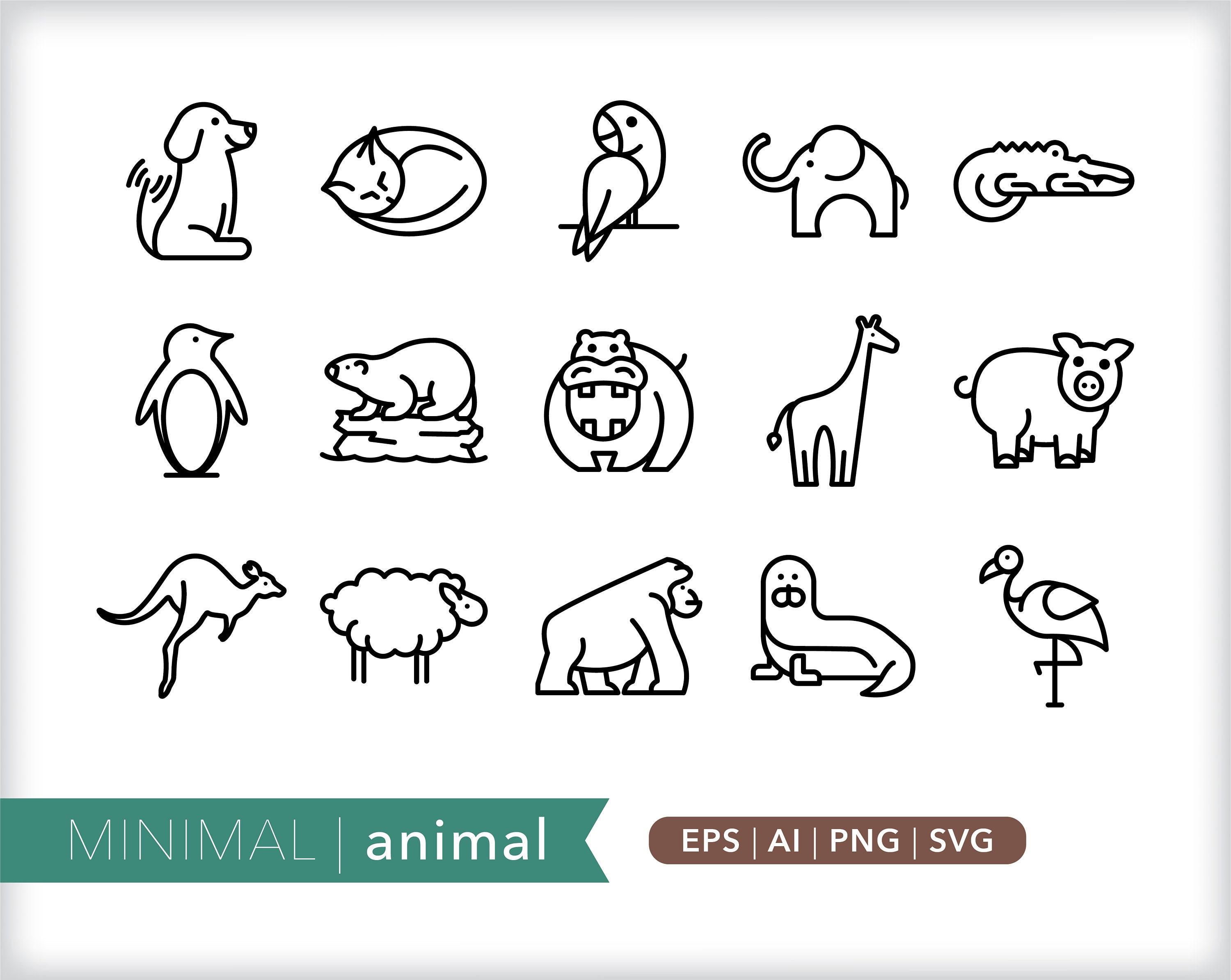 Animal Icons | Zoo Icon Illustrations | SVG AI PNG | Digital Download ...