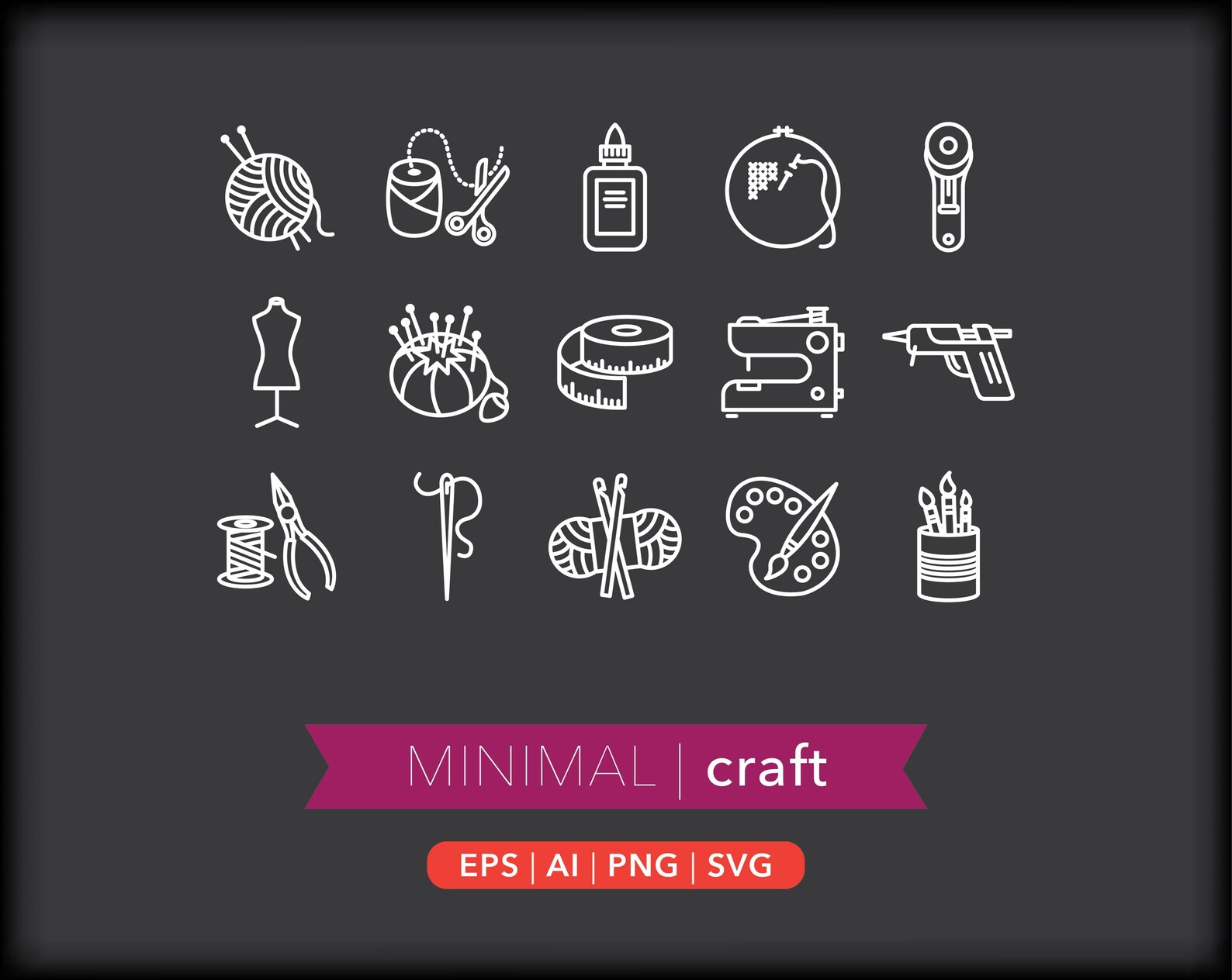 Craft Icons | Homemade Hobby Icons | SVG AI PNG | Instant Digital ...