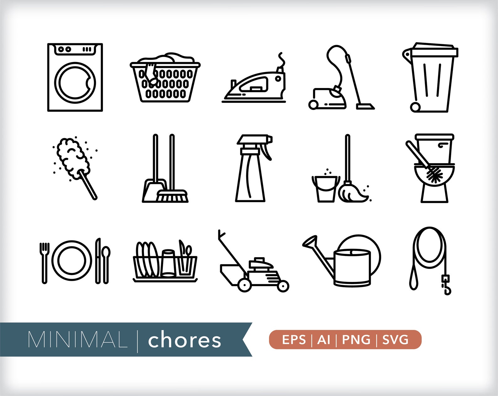 Chores Icons House Cleaning Icons EPS AI PNG Digital - Etsy Canada