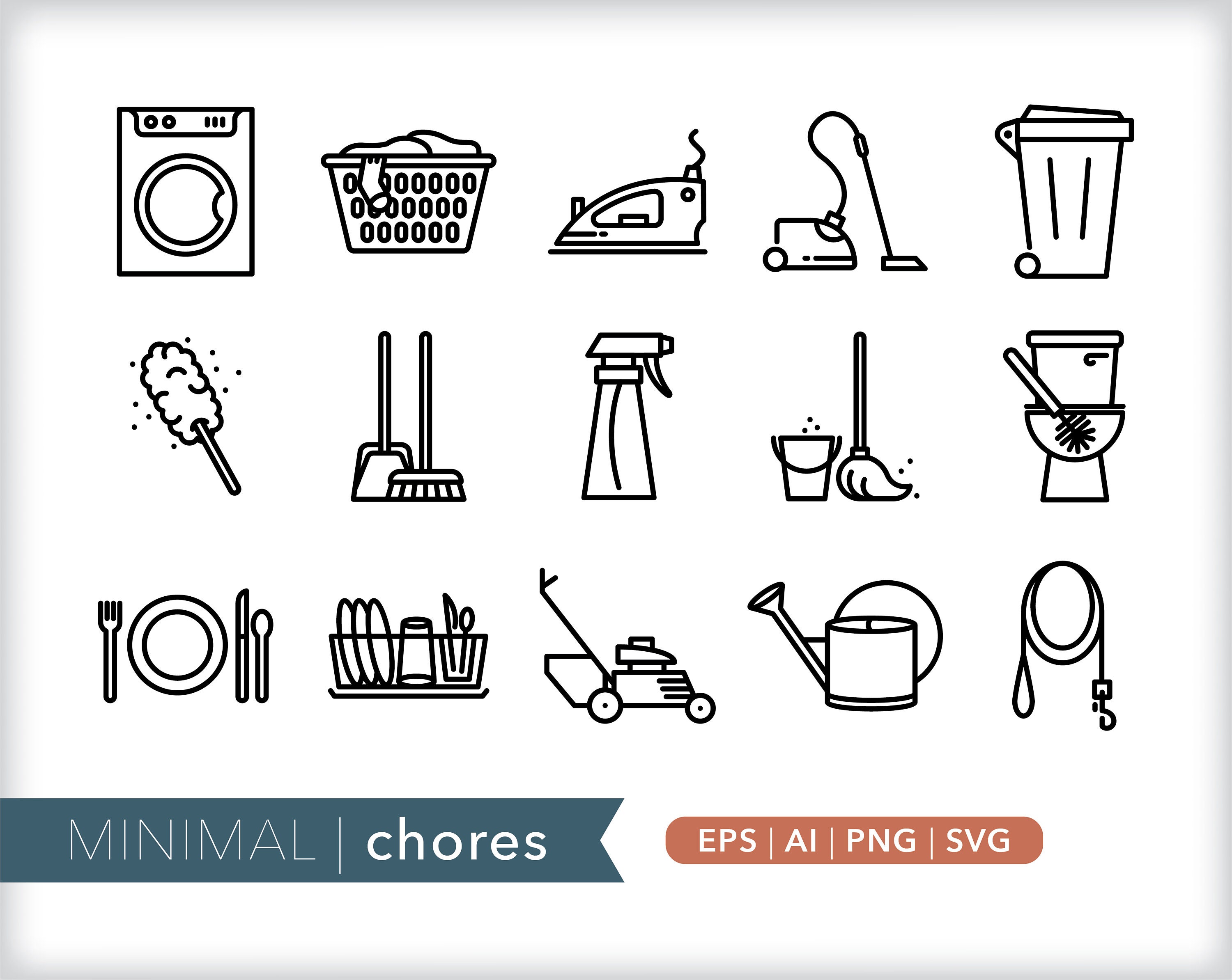 Chores Icons House Cleaning Icons EPS AI PNG Digital - Etsy Canada