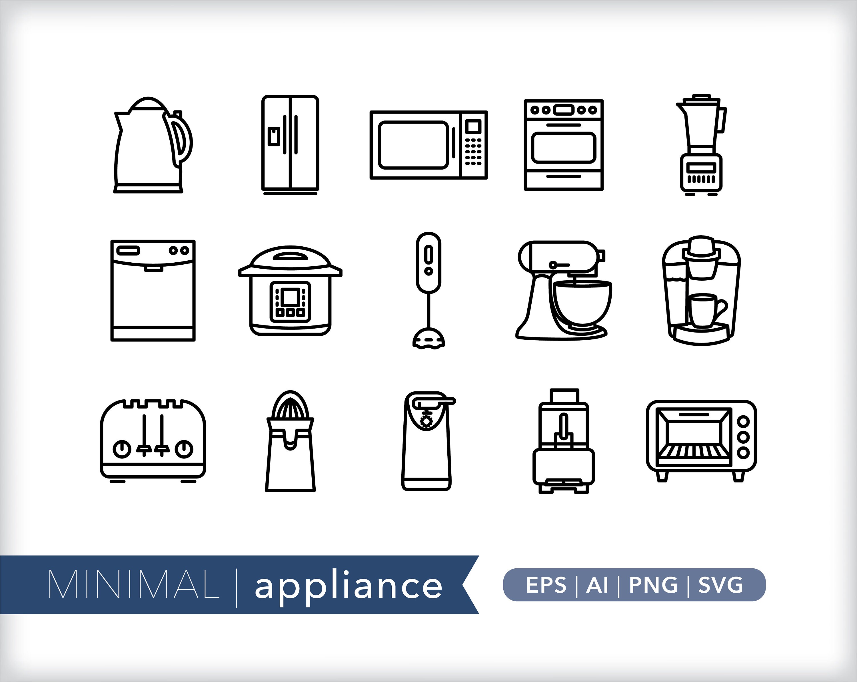 Appliance Icons | Kitchen Icon Illutrations | SVG AI PNG | Instant ...