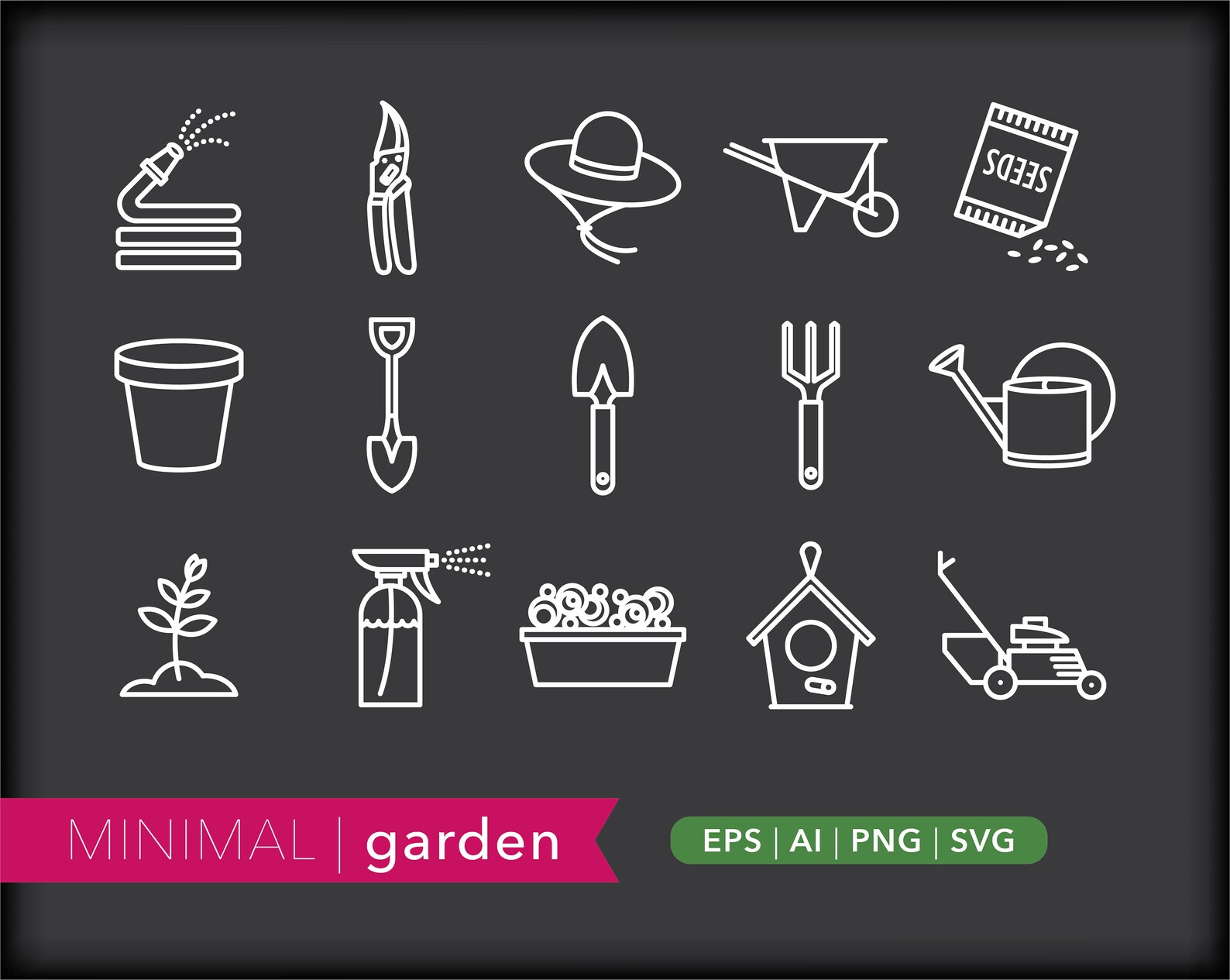 Garden Icons: Flowers, Planting, Seeds SVG, AI, PNG (digital Download ...
