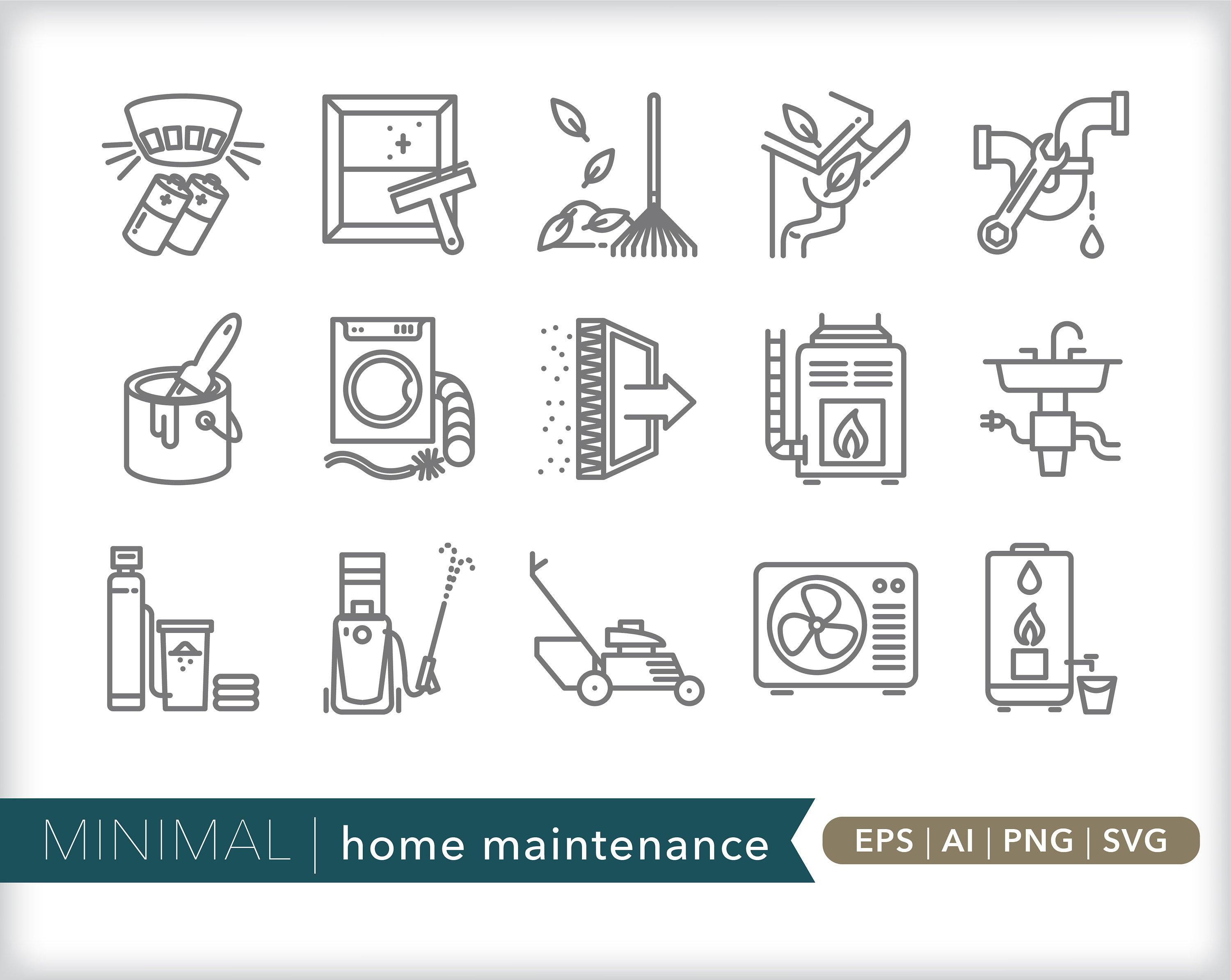 Home Maintenance Icons Annual Checklist Icon Illustrations SVG AI PNG ...