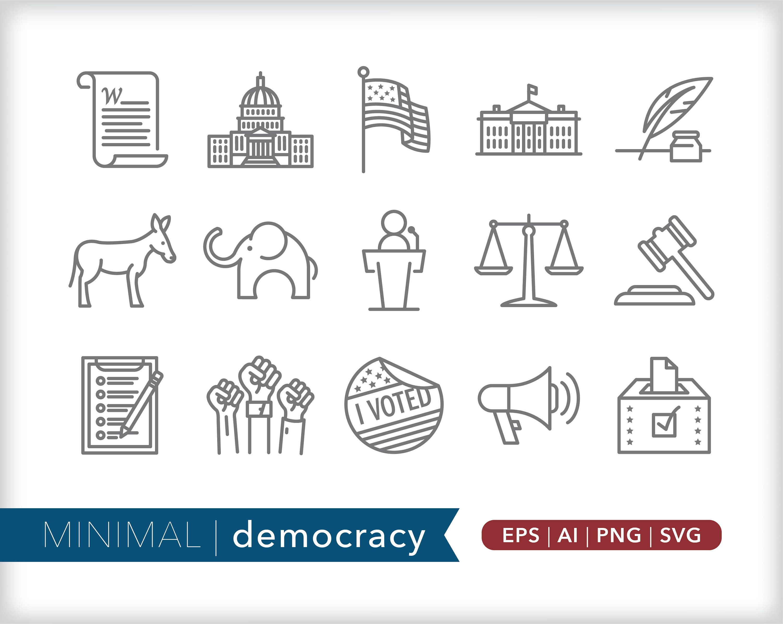 Democracy Icons | Politics Icons | SVG AI PNG | Digital Download for ...