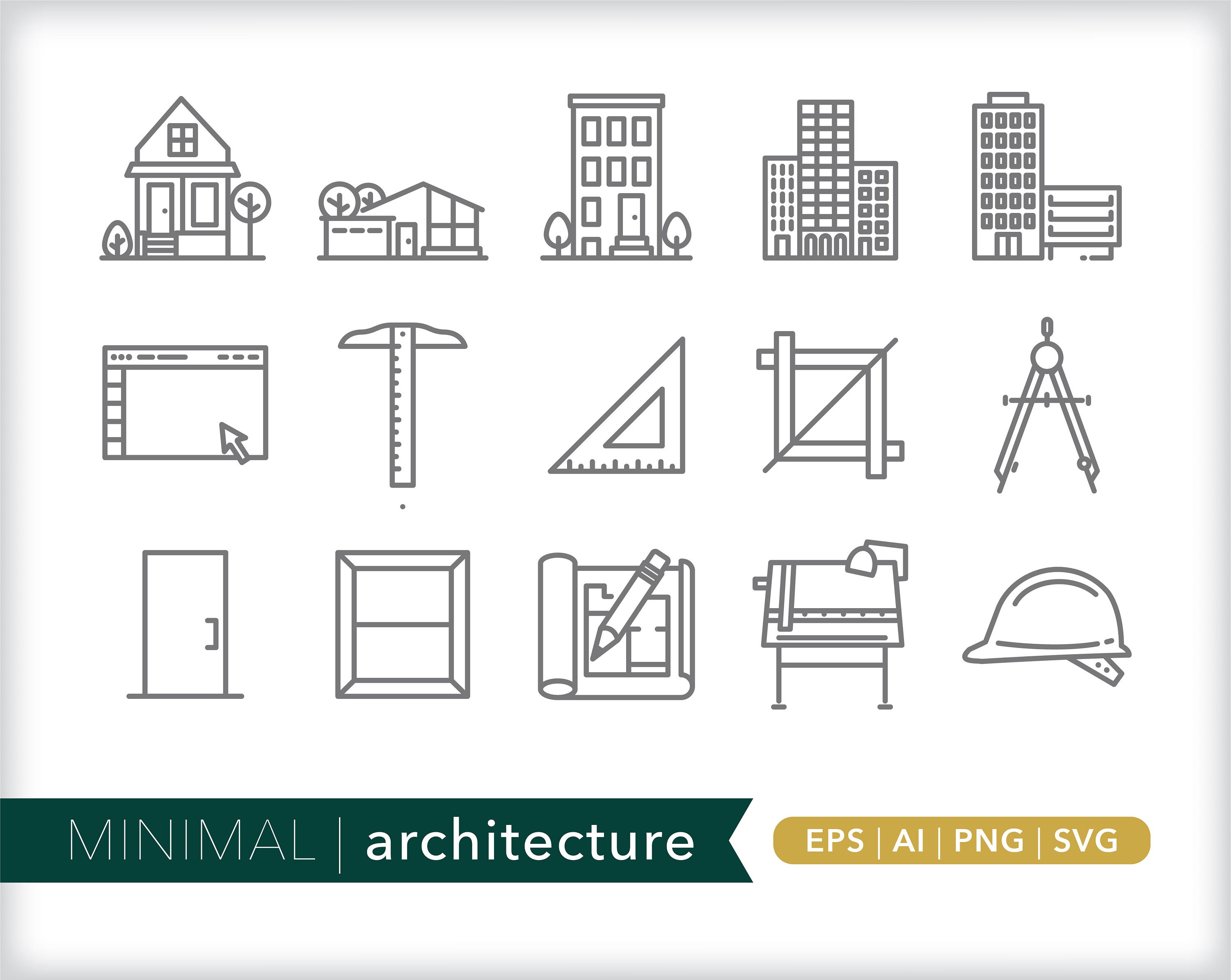 Architecture Icons | Building Icons | SVG AI PNG | Instant Digital ...