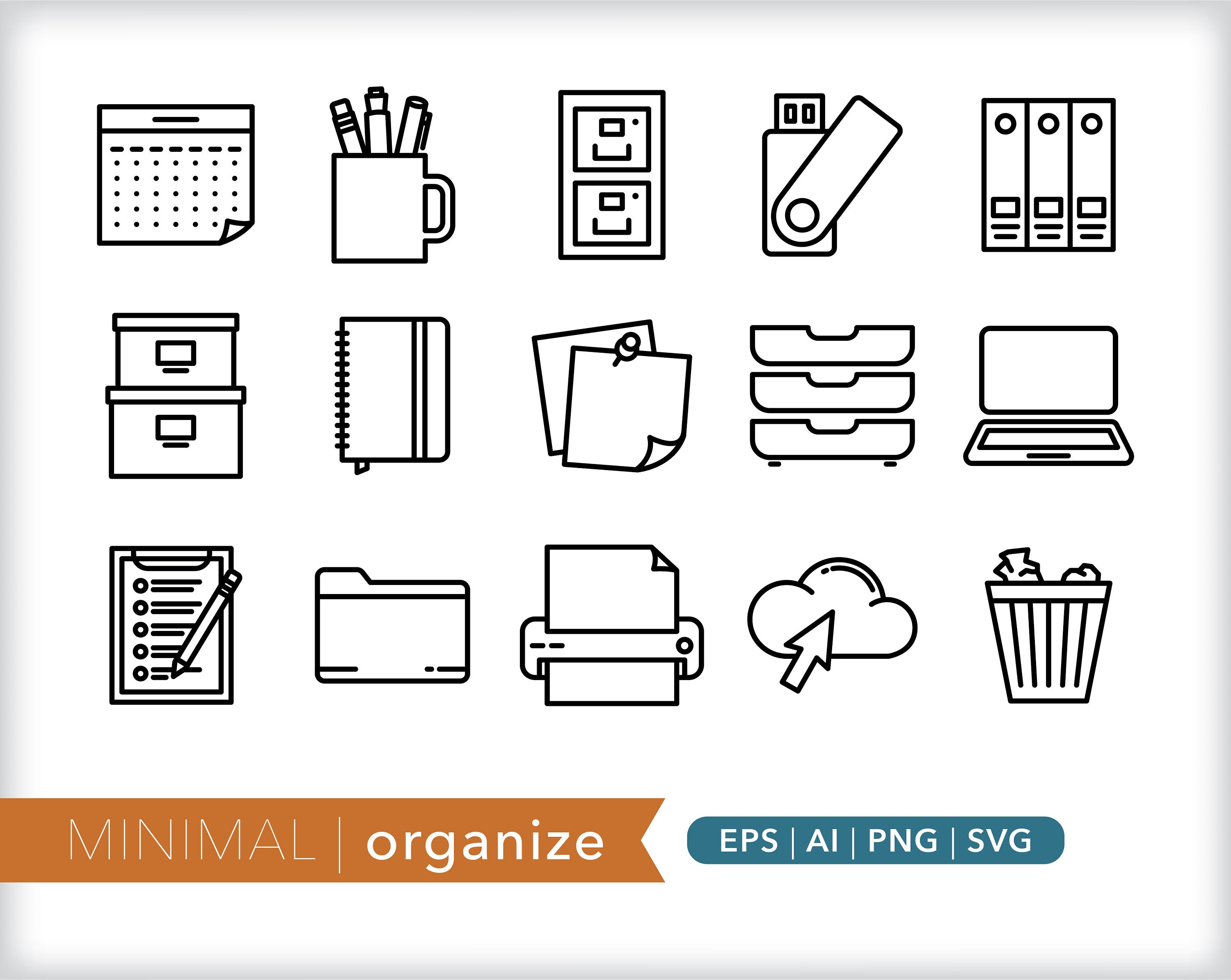 Organize Icons | Office Icons | SVG AI PNG | Instant Digital Download for Design, Social Media ...