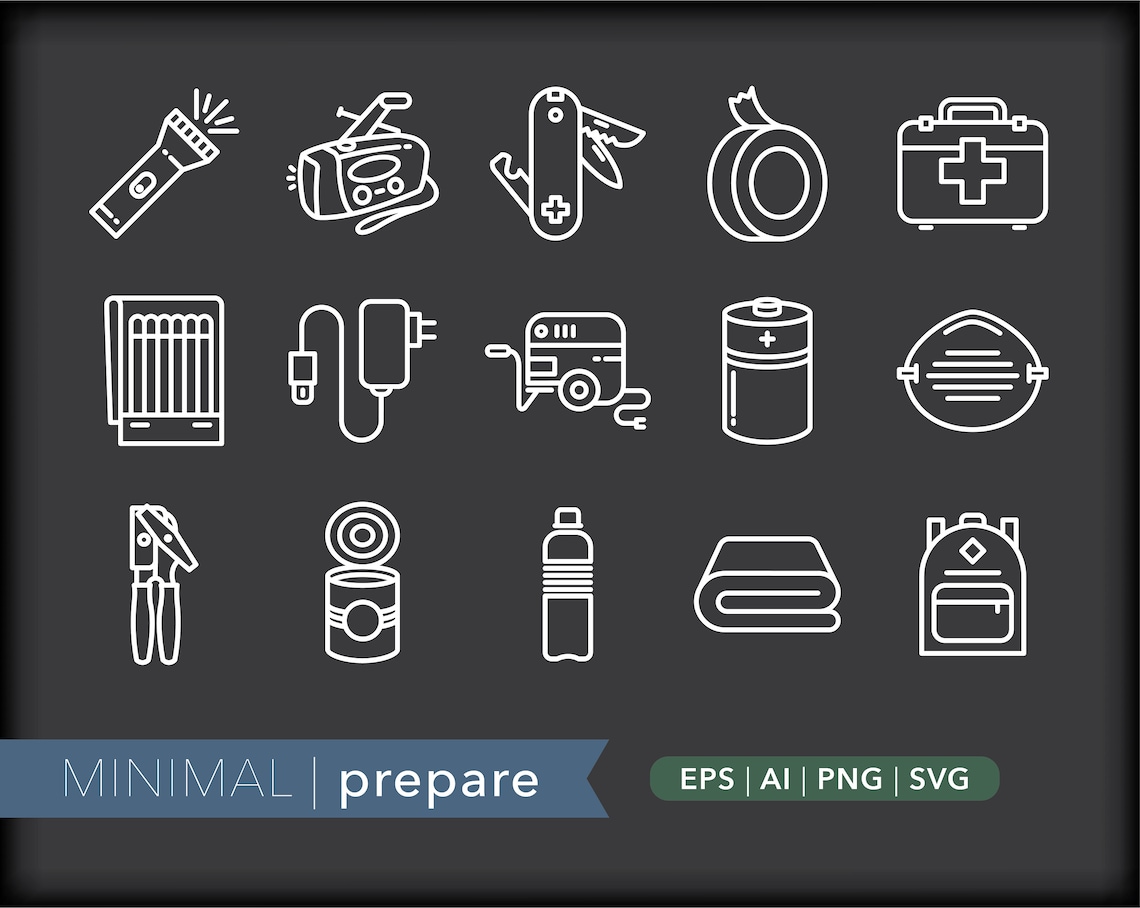 Prepare Icons Emergency Icons Disaster Icons EPS AI PNG - Etsy