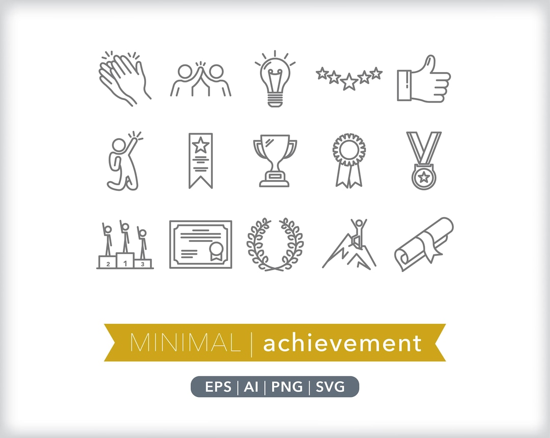Achievement Icons: Celebration Graphics, SVG, AI, PNG (digital Download ...