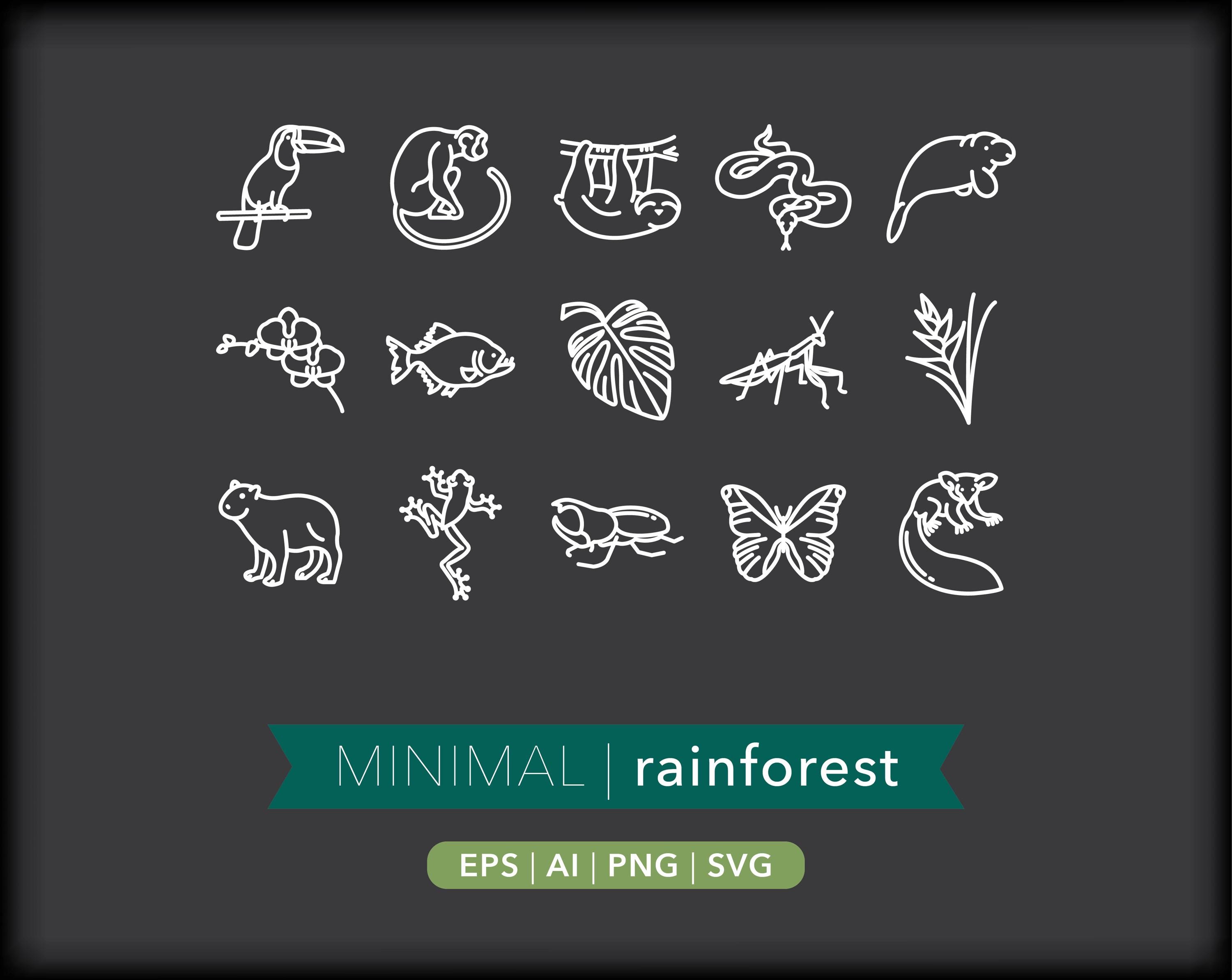 Rainforest Animal Icons: SVG, AI, PNG (digital Download) - Etsy