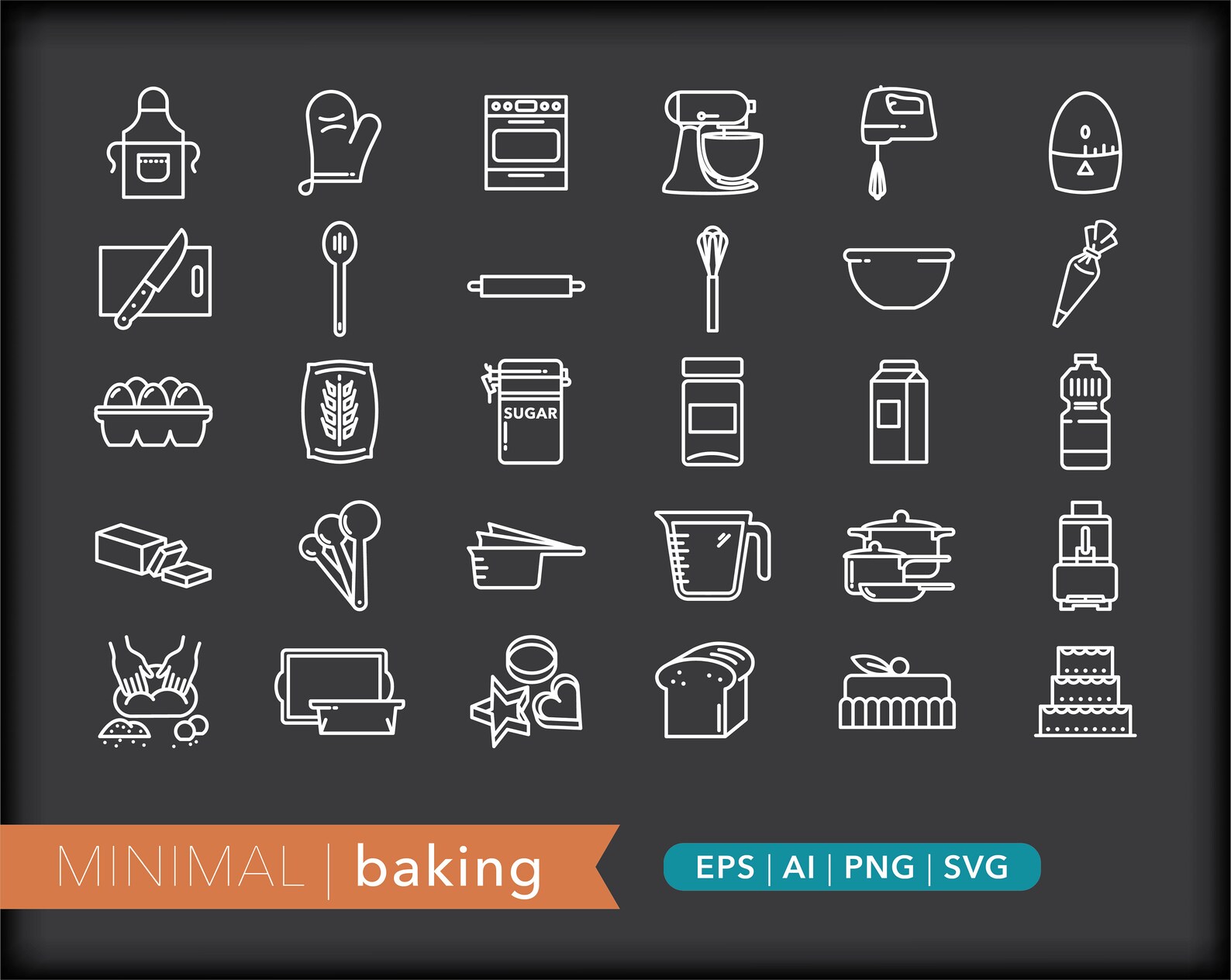 Baking Icons: Food & Cooking SVG, AI, PNG (digital Download) - Etsy