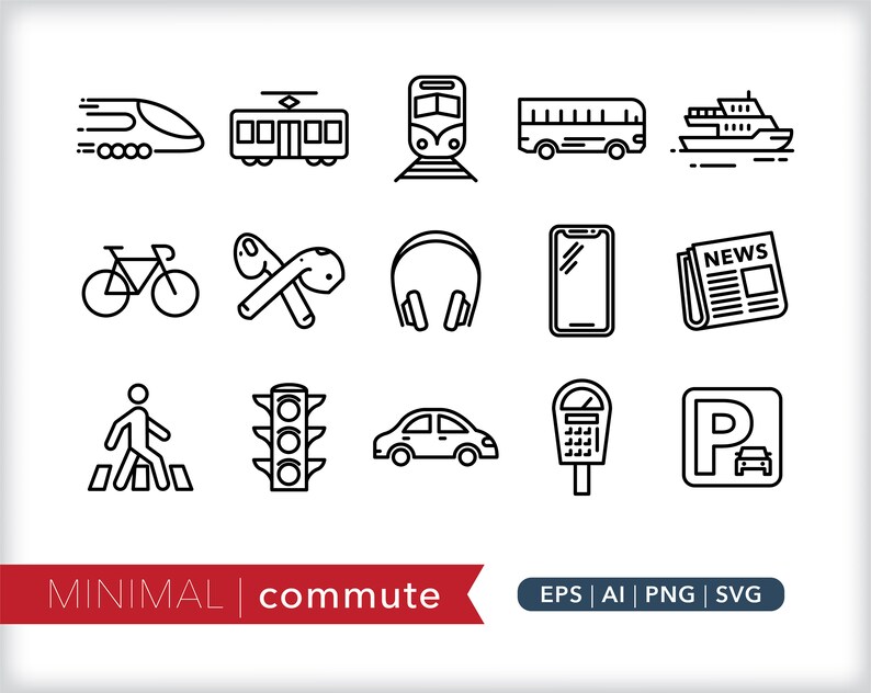 Commute Icons | Travel Icons | SVG AI PNG | Digital Download for Design ...