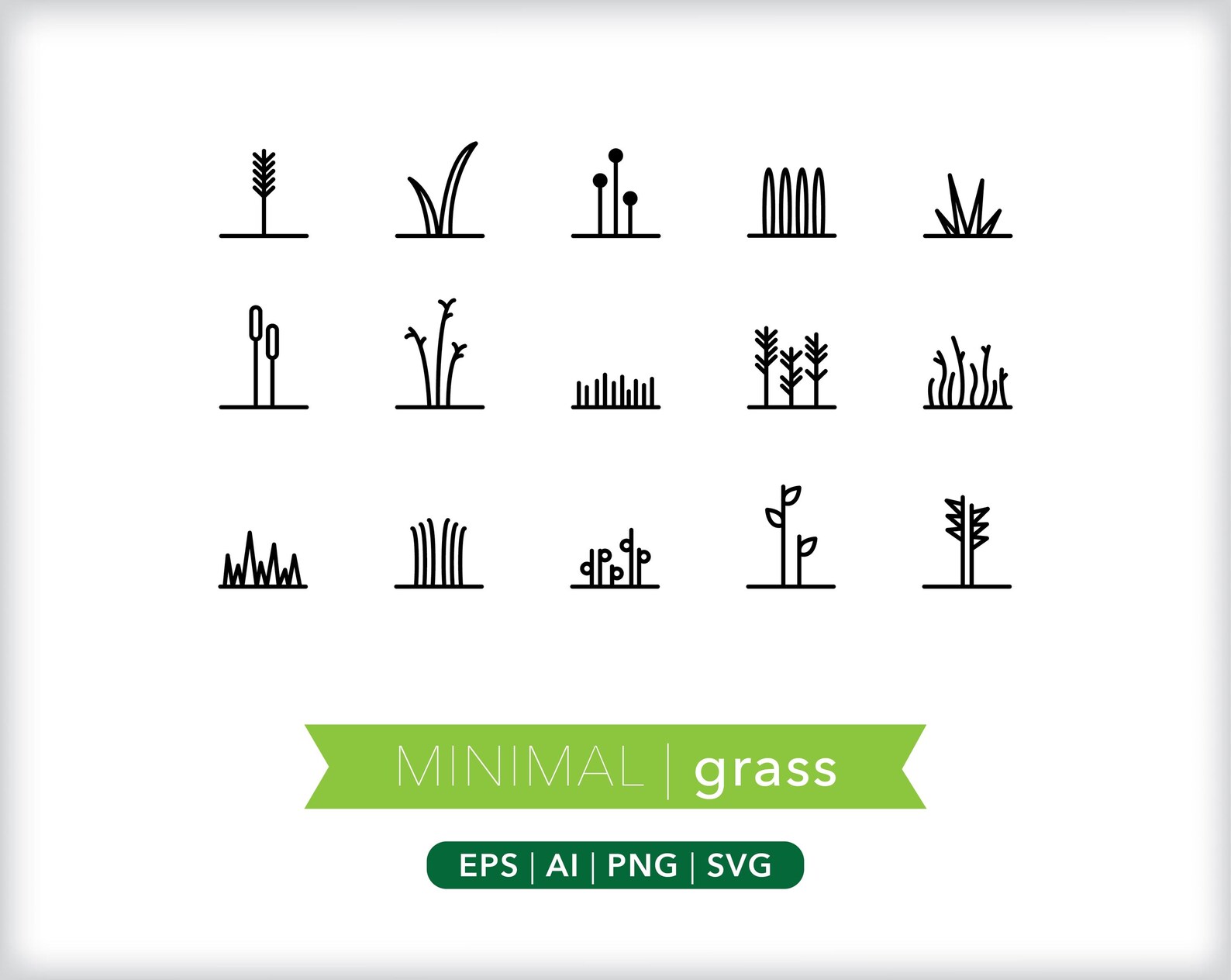 Grass Icon Set: Nature Illustrations, SVG, PNG, AI (digital Download ...