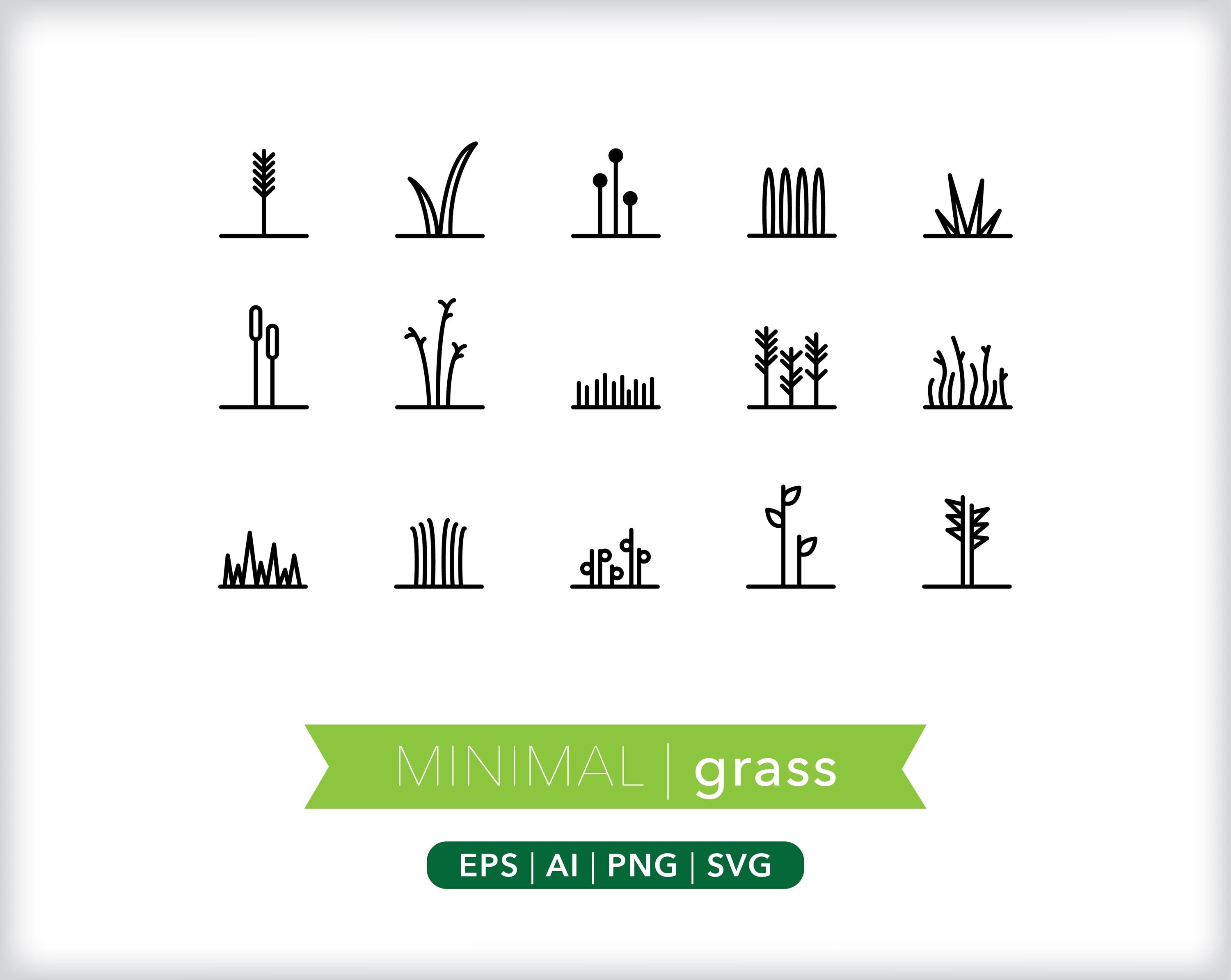 Grass Icon Set: Nature Illustrations, SVG, PNG, AI (digital Download ...