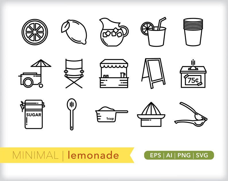 Lemonade Stand Icons Fundraising Icons EPS AI PNG - Etsy