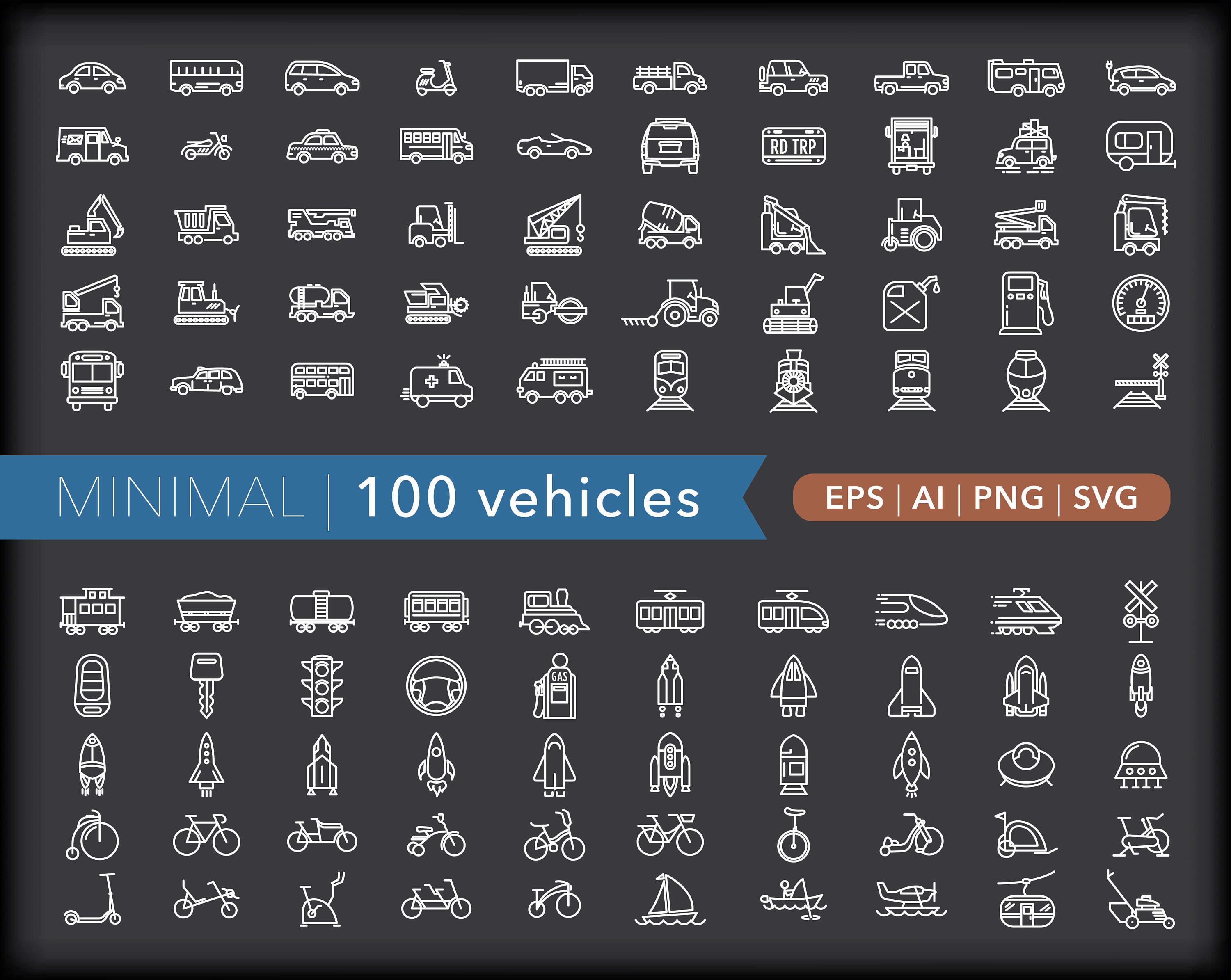 100 Vehicle Icons Transportation Icons SVG AI PNG Digital Download for ...