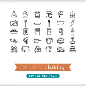 Baking Icons: Food & Cooking SVG, AI, PNG (digital Download) - Etsy