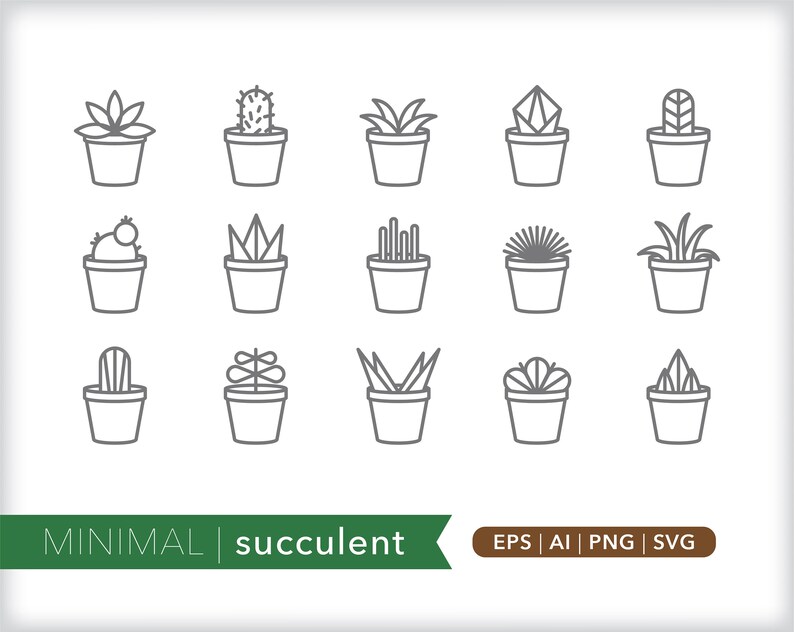Succulent Icons | Plant Icon Illustrations | SVG AI PNG | Digital ...