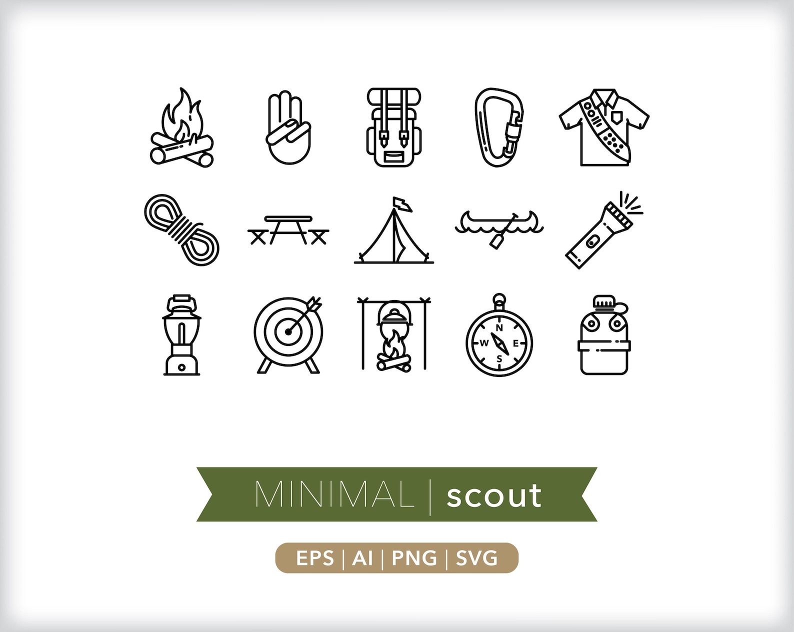 Scout Icons: Camping Adventure Graphics SVG, AI, PNG (digital Download ...