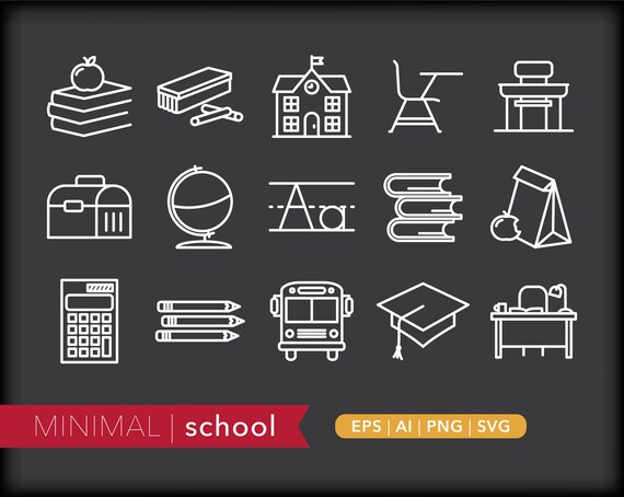 Education Icons Black And White