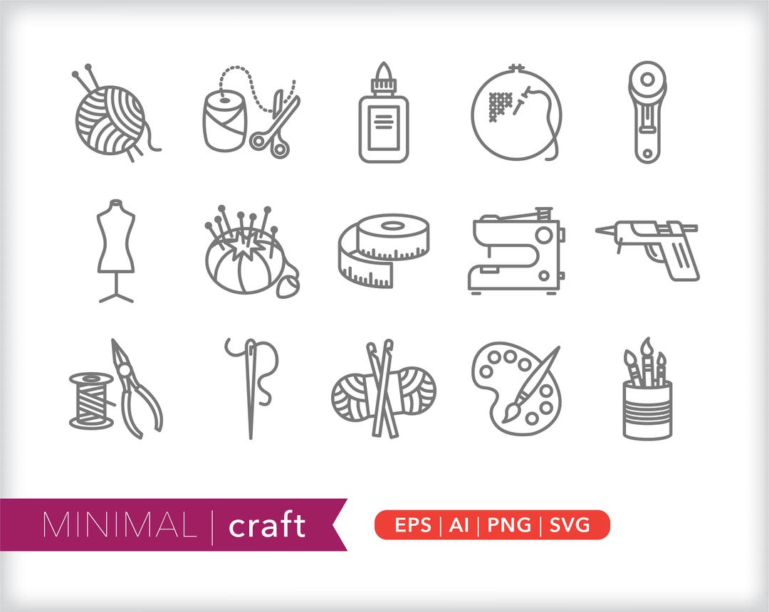 Craft Icons | Homemade Hobby Icons | SVG AI PNG | Instant Digital ...