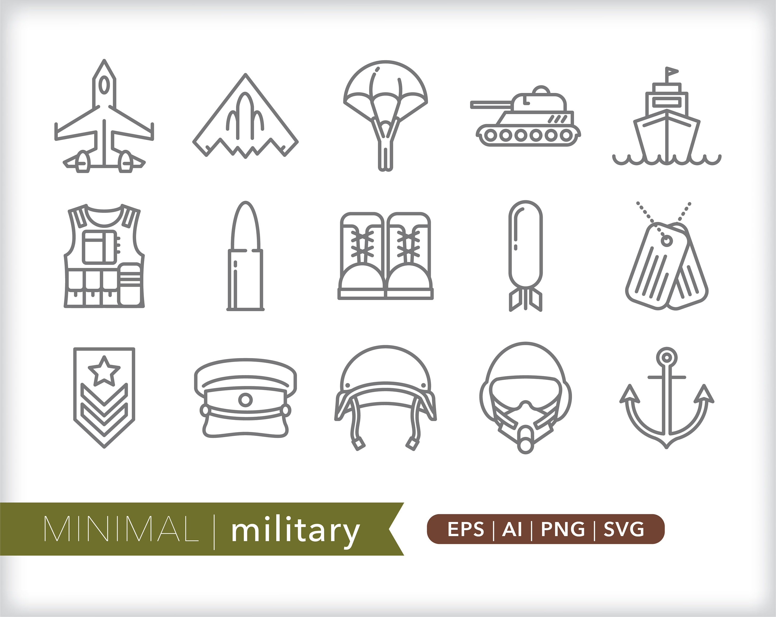 Military Icons | Veteran Icons | SVG AI PNG | Digital Download for ...