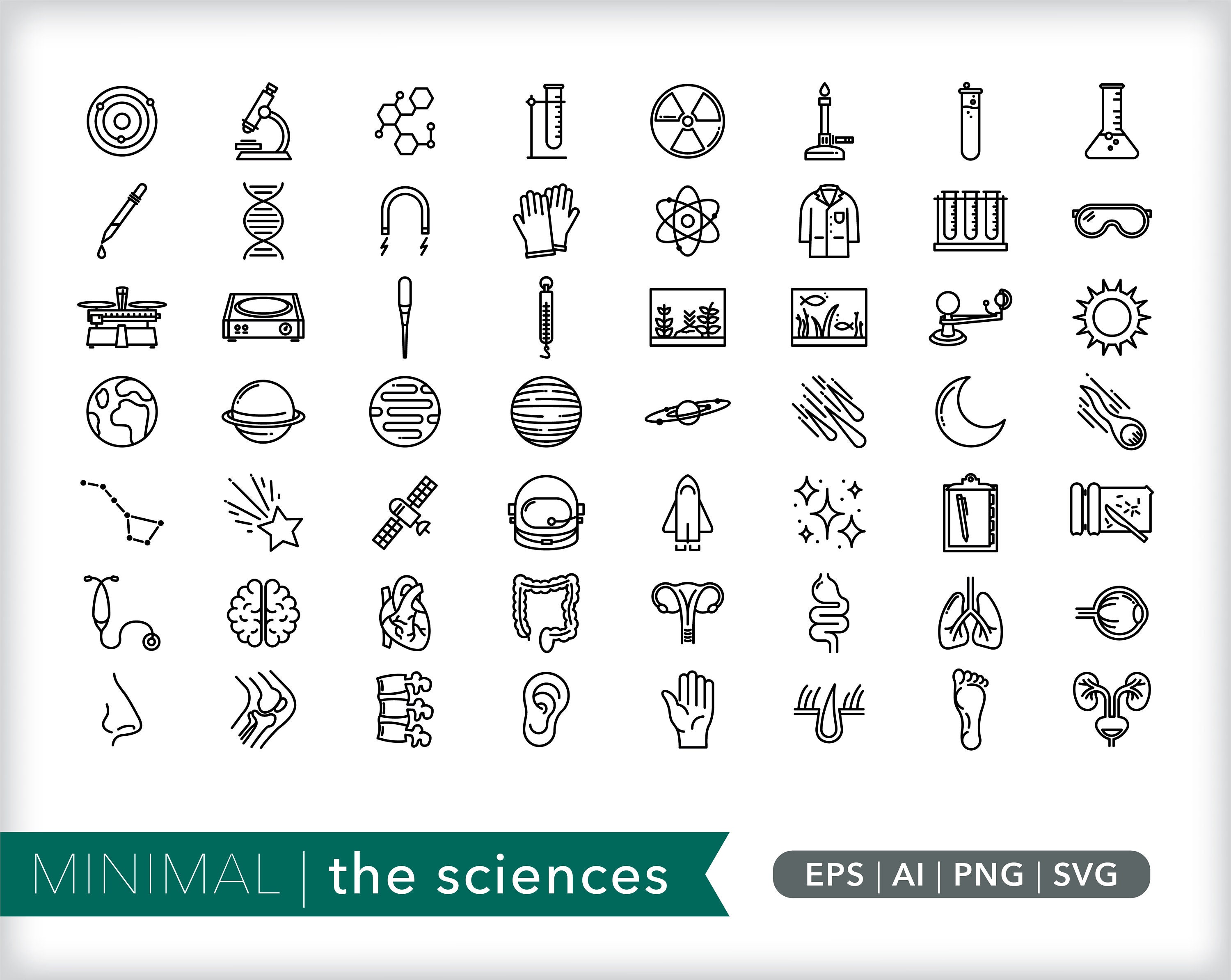 50+ Science Icons | Education Icons | SVG AI PNG | Digital Download for ...