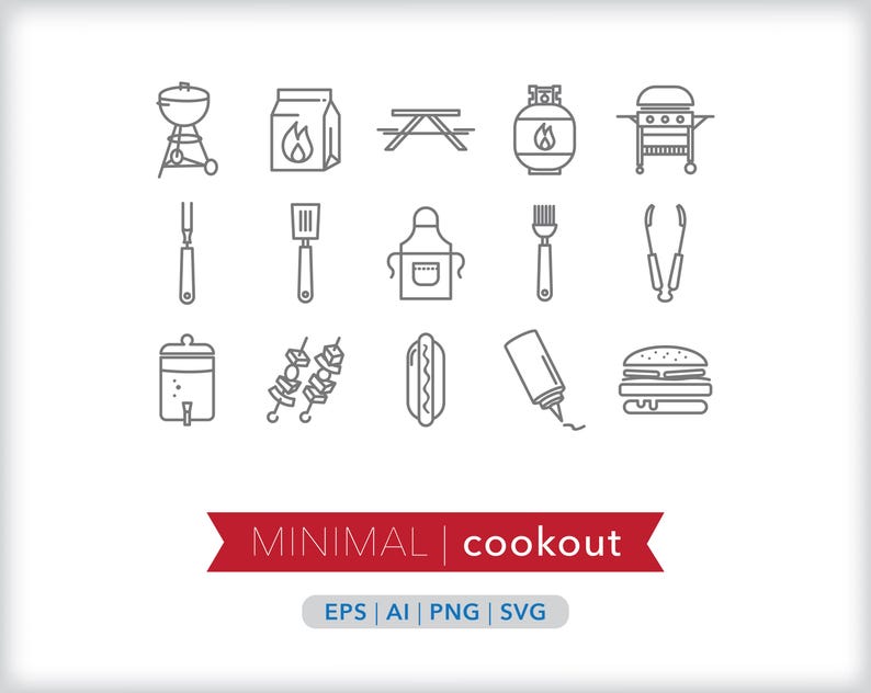 Cookout Icon Set: Summer BBQ, Grill, Food (digital Download) - Etsy