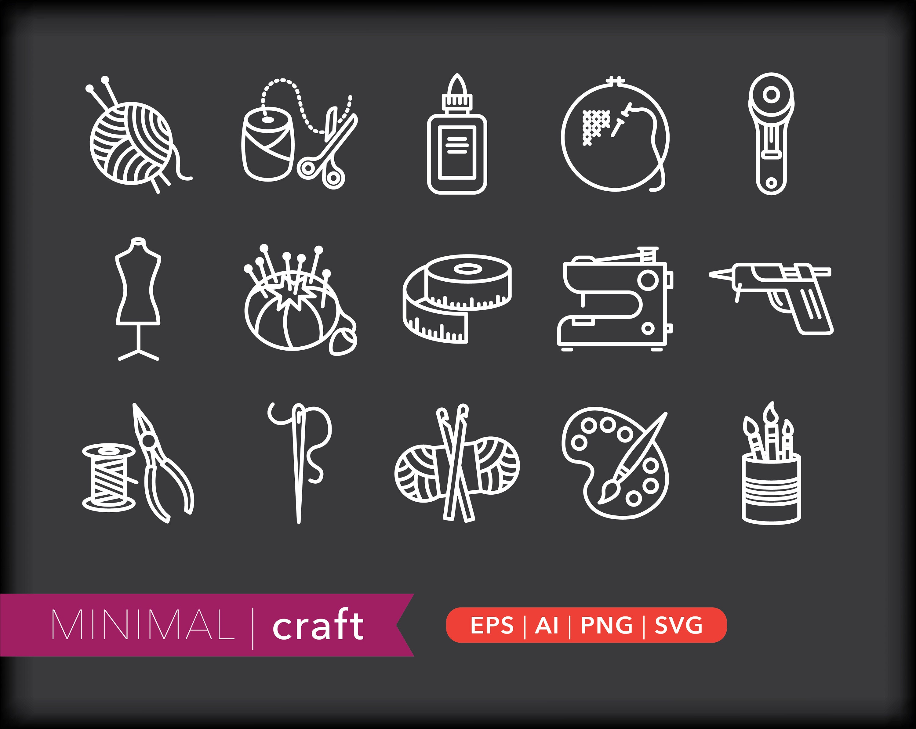 Craft Icons | Homemade Hobby Icons | SVG AI PNG | Instant Digital ...