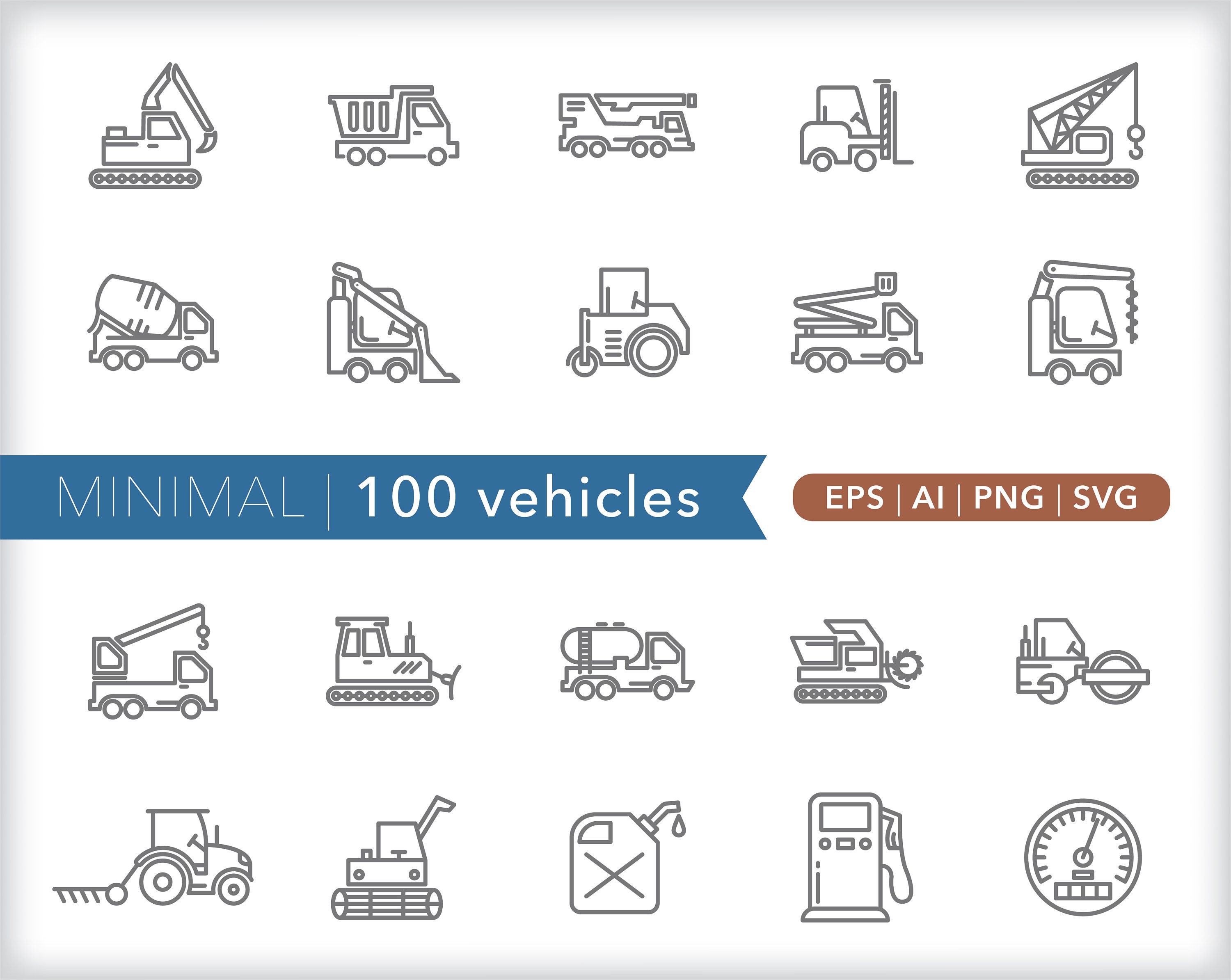 100 Vehicle Icons | Transportation Icons | SVG AI PNG | Digital ...
