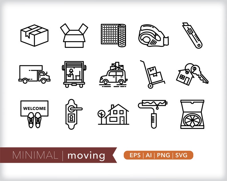 Moving Icons | New Home Icons | SVG AI PNG | Digital Download for ...