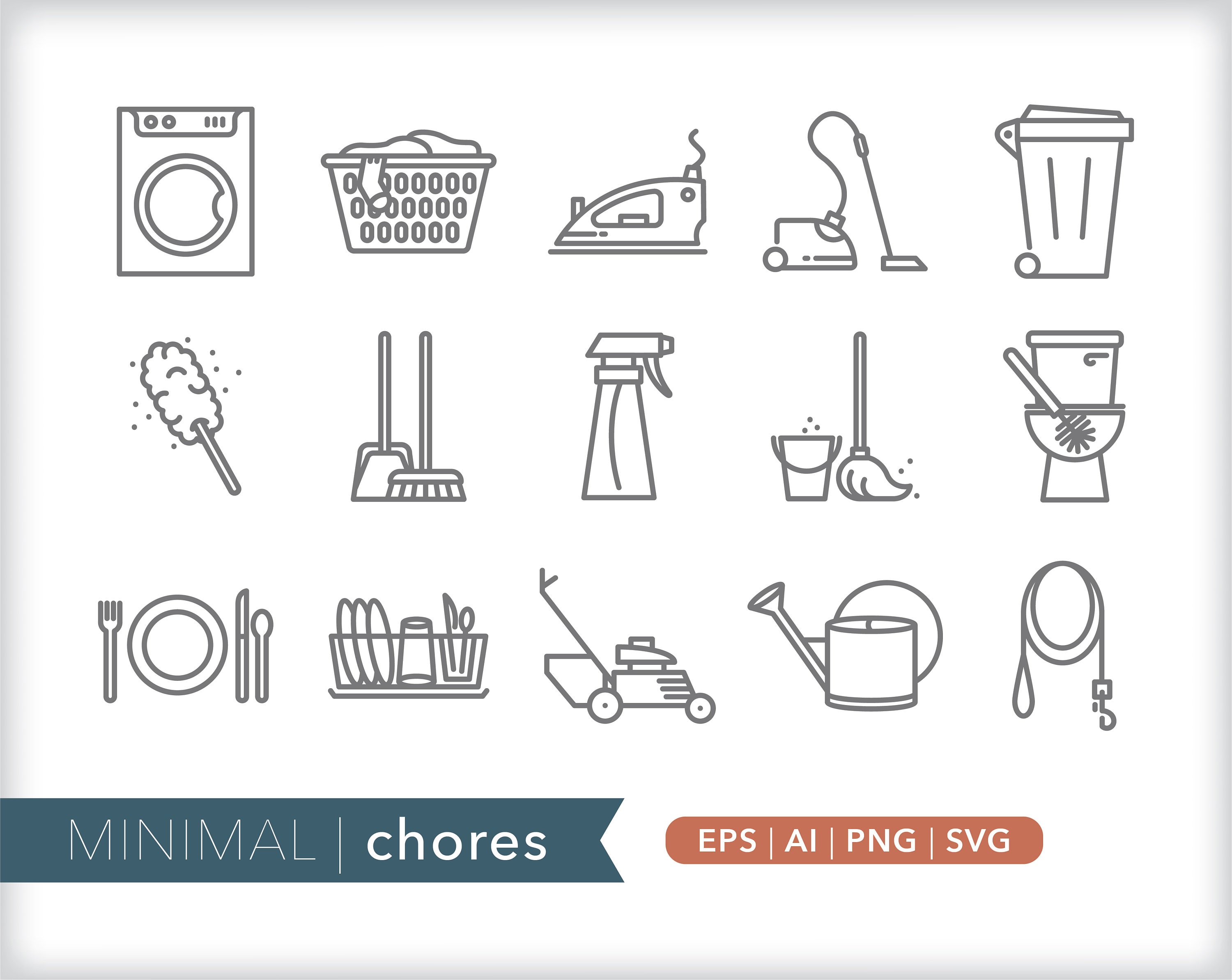 Chores Icons House Cleaning Icons EPS AI PNG Digital | Etsy