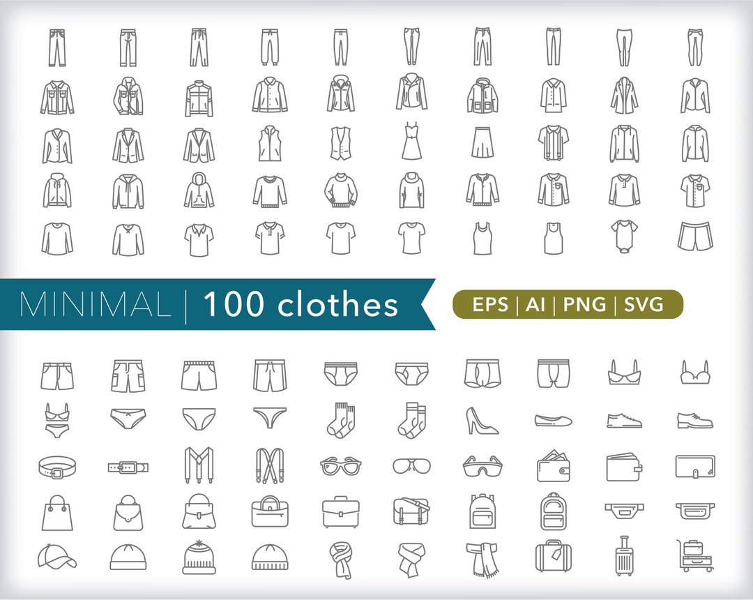 100 Clothes Icons | Clothing Icon Illustrations | SVG AI PNG | Instant ...