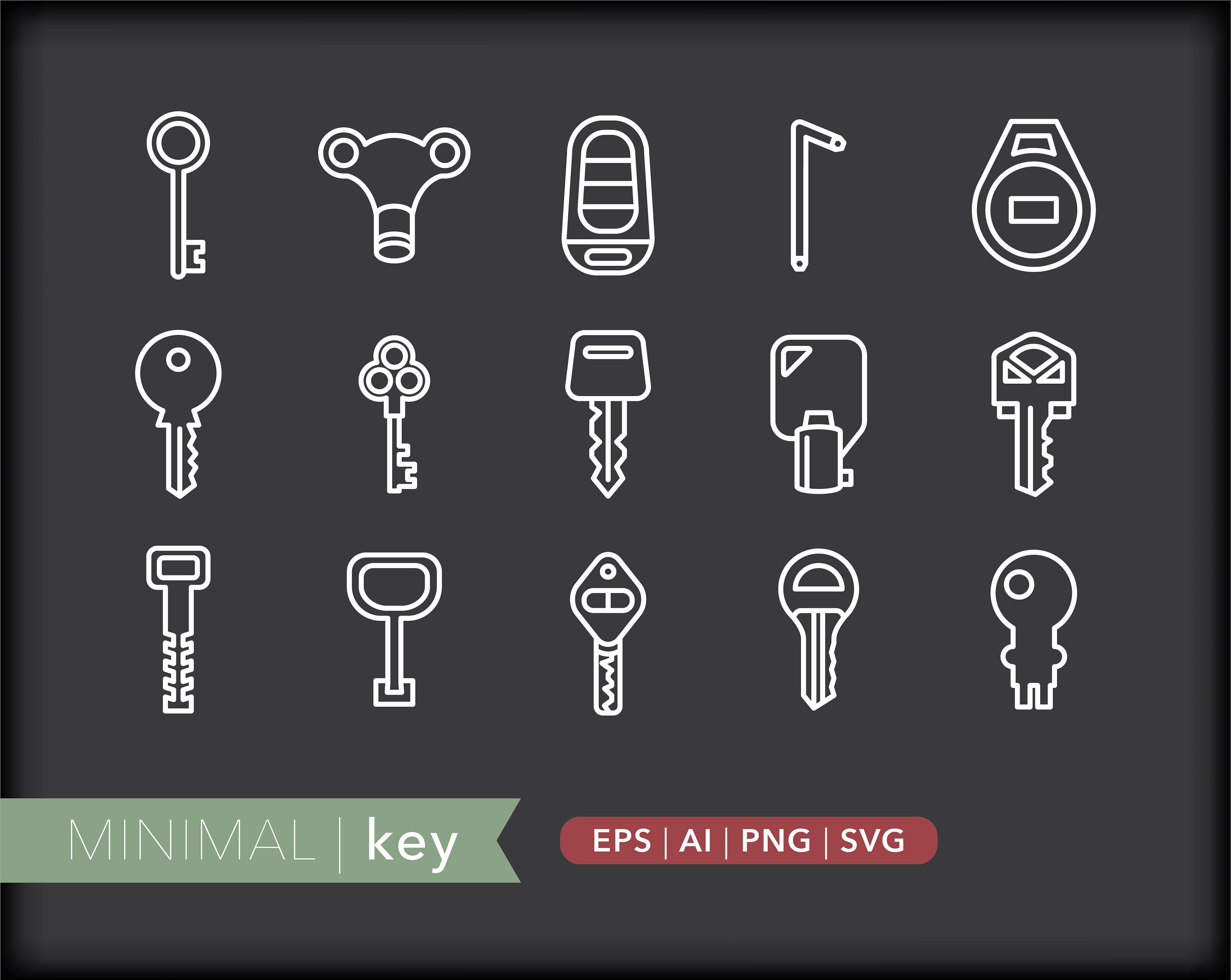 Key Icons SVG AI PNG Digital Download for Design, Social Media ...