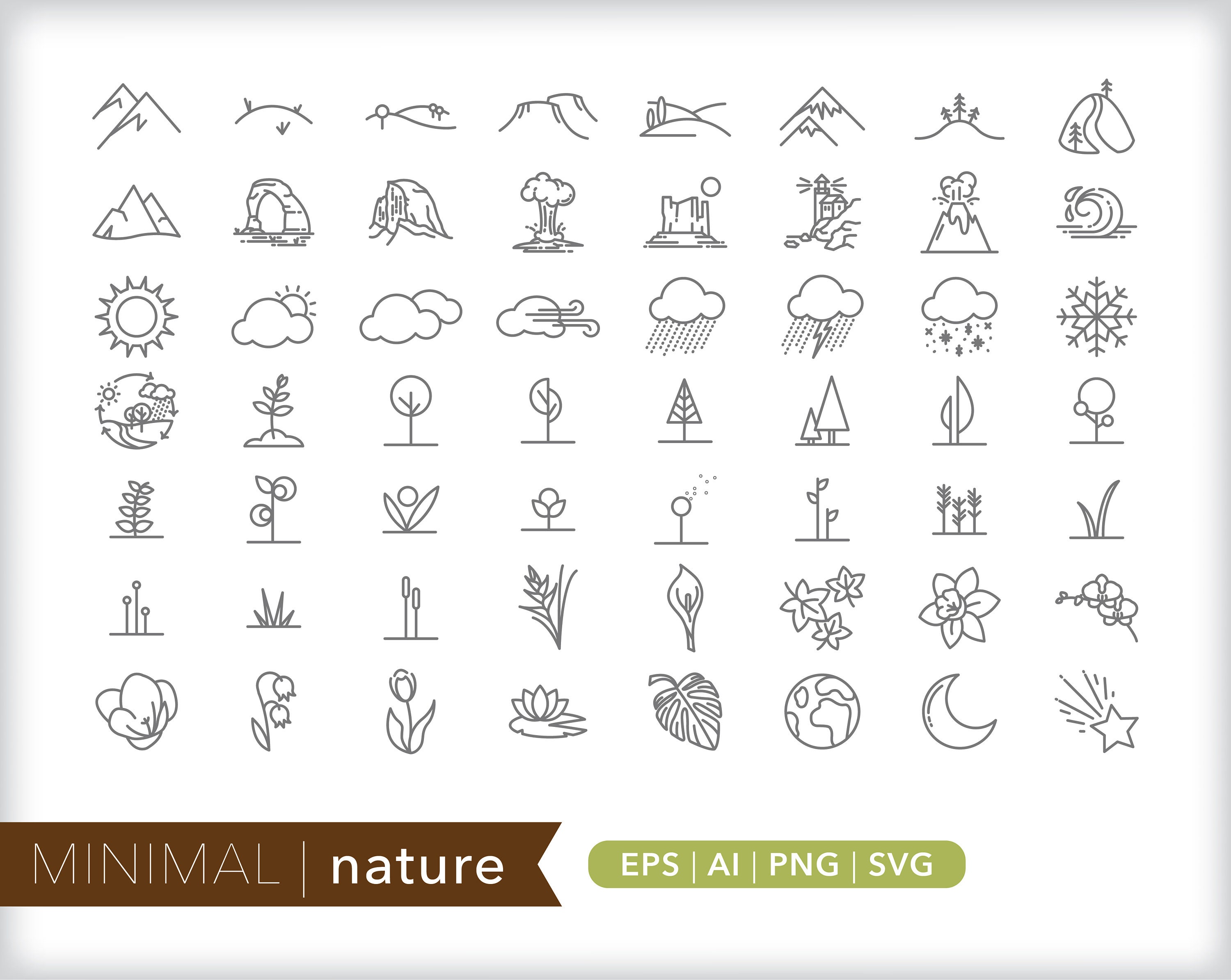 50+ Natur-Icons | Pflanzen Symbole | Wetter-Icons | SVG PNG Datei ...
