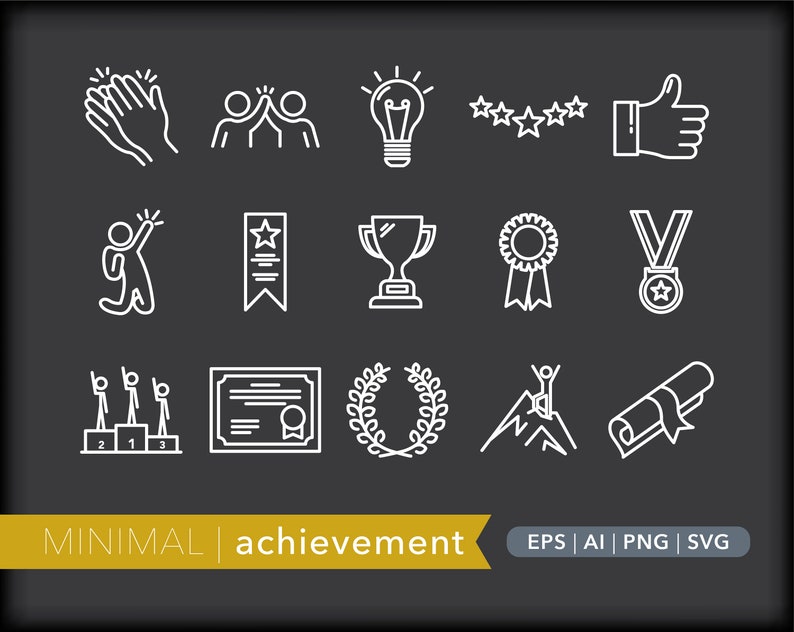 Achievement Icons Celebration Icons SVG AI PNG Instant Digital Download ...