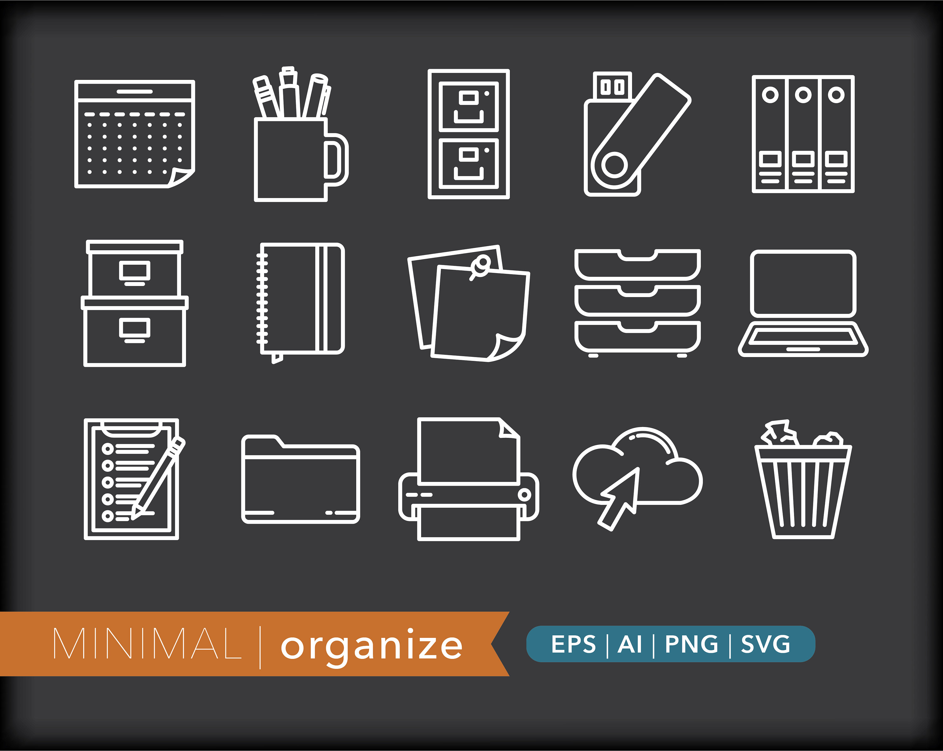 Organize Icons | Office Icons | SVG AI PNG | Instant Digital Download ...