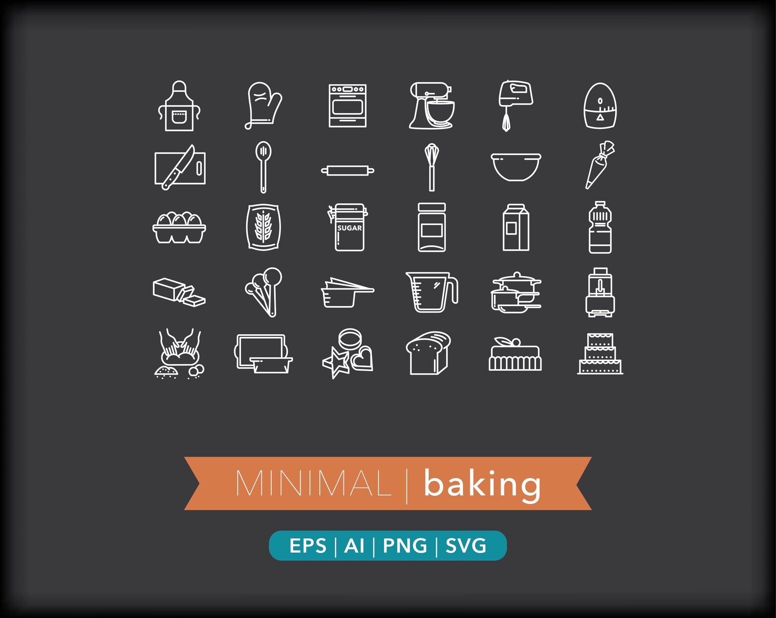 Baking Icons: Food & Cooking SVG, AI, PNG (digital Download) - Etsy