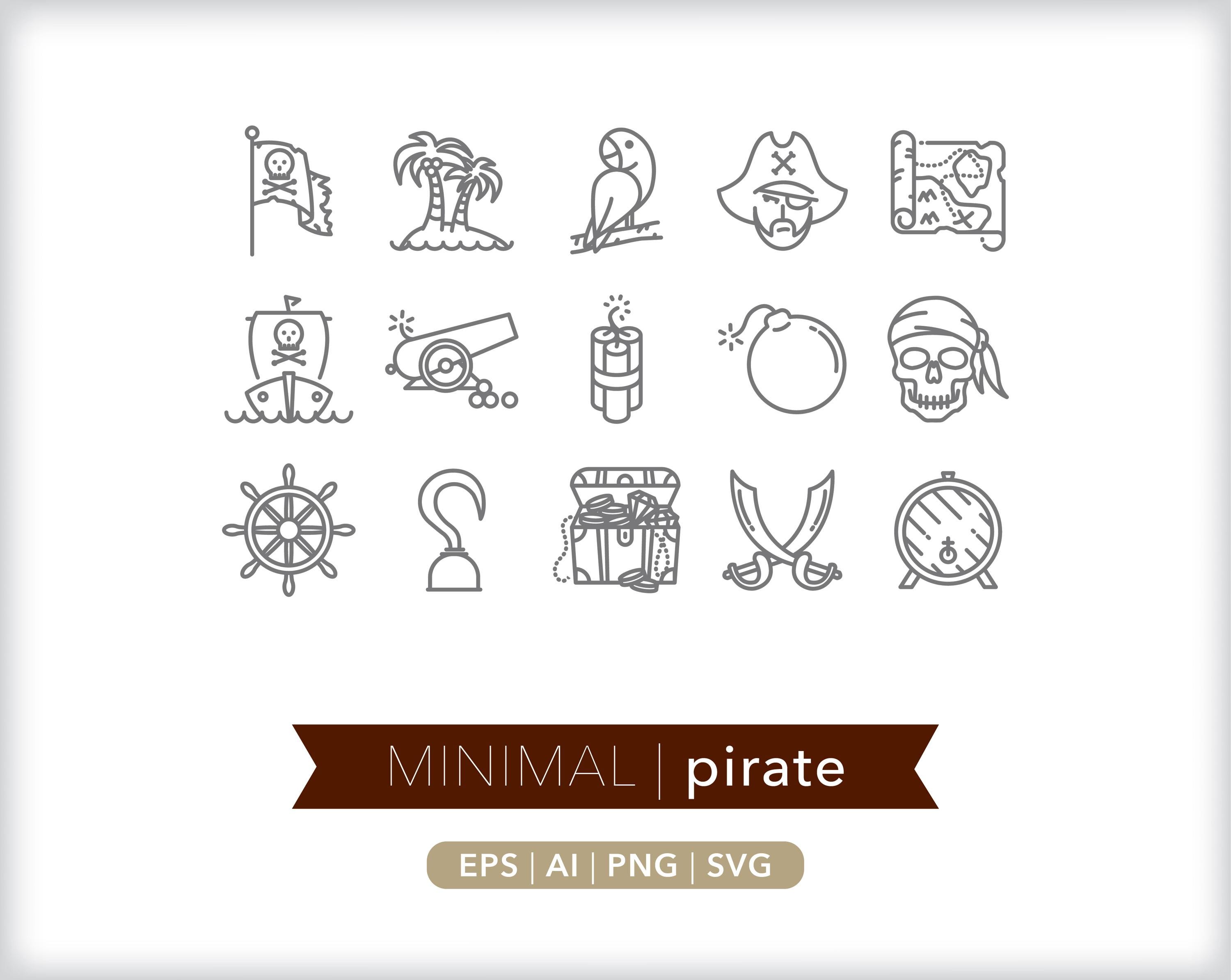 Pirate Icon Set: Party Theme Illustrations (digital Download) - Etsy