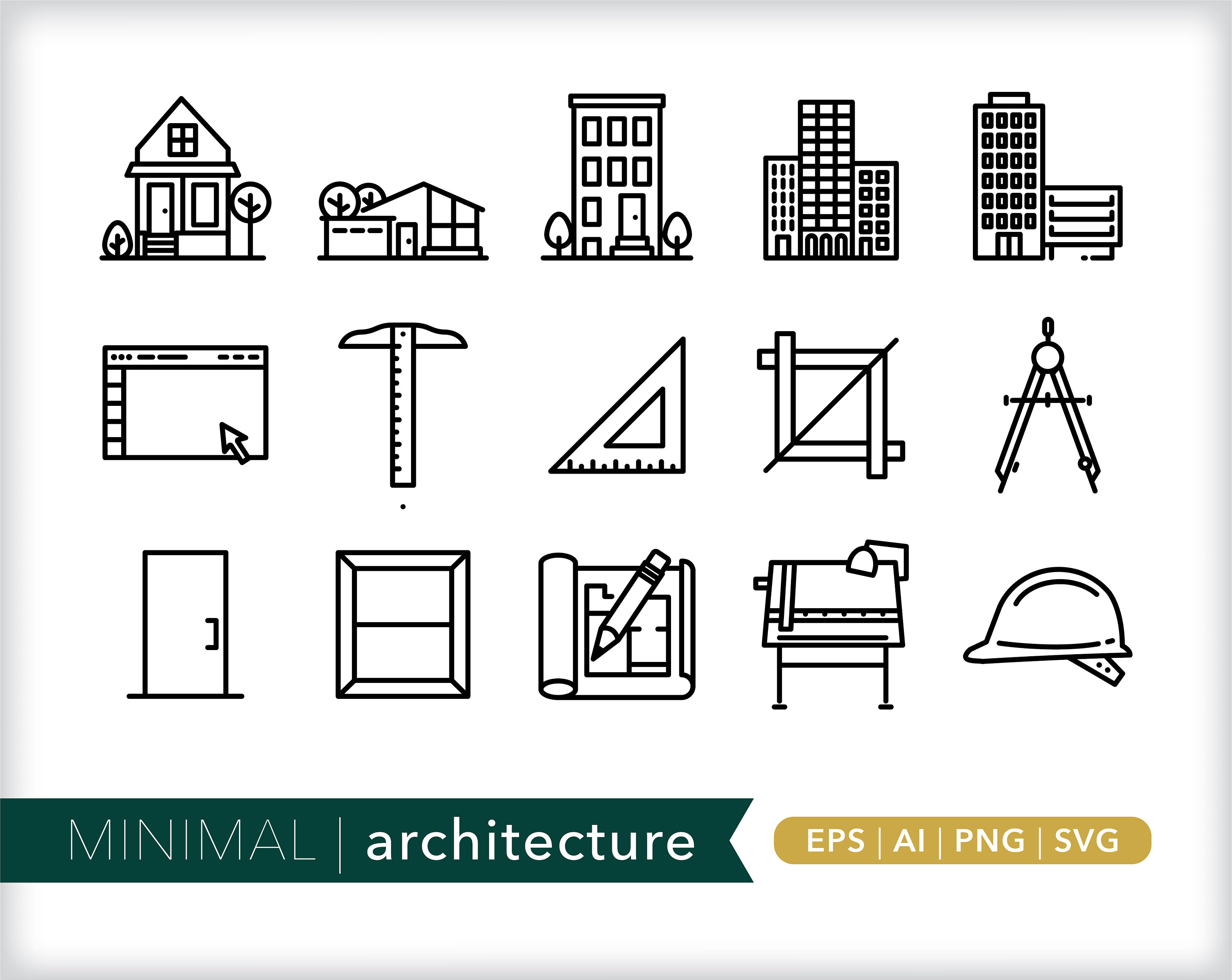 Architecture Icons | Building Icons | SVG AI PNG | Instant Digital ...