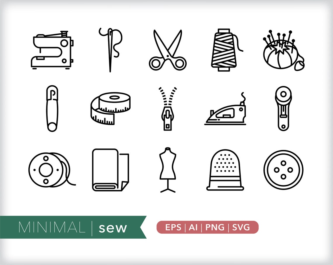 Sew Icons Craft Icons EPS AI PNG Digital Download for - Etsy Canada