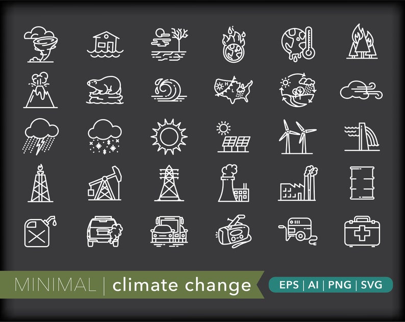 30 Climate Change Icons Environmental Icons SVG AI PNG Digital Download ...