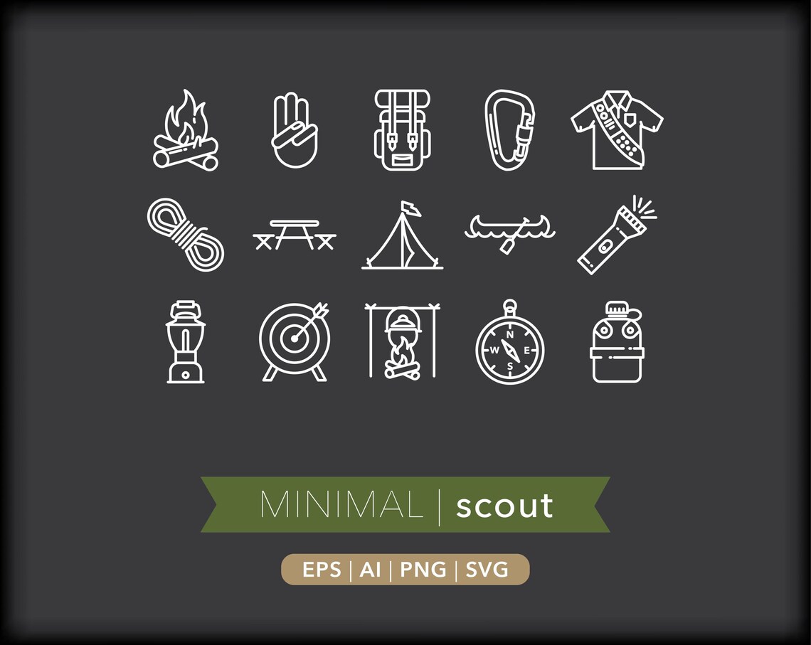 Scout Icons: Camping Adventure Graphics SVG, AI, PNG (digital Download ...
