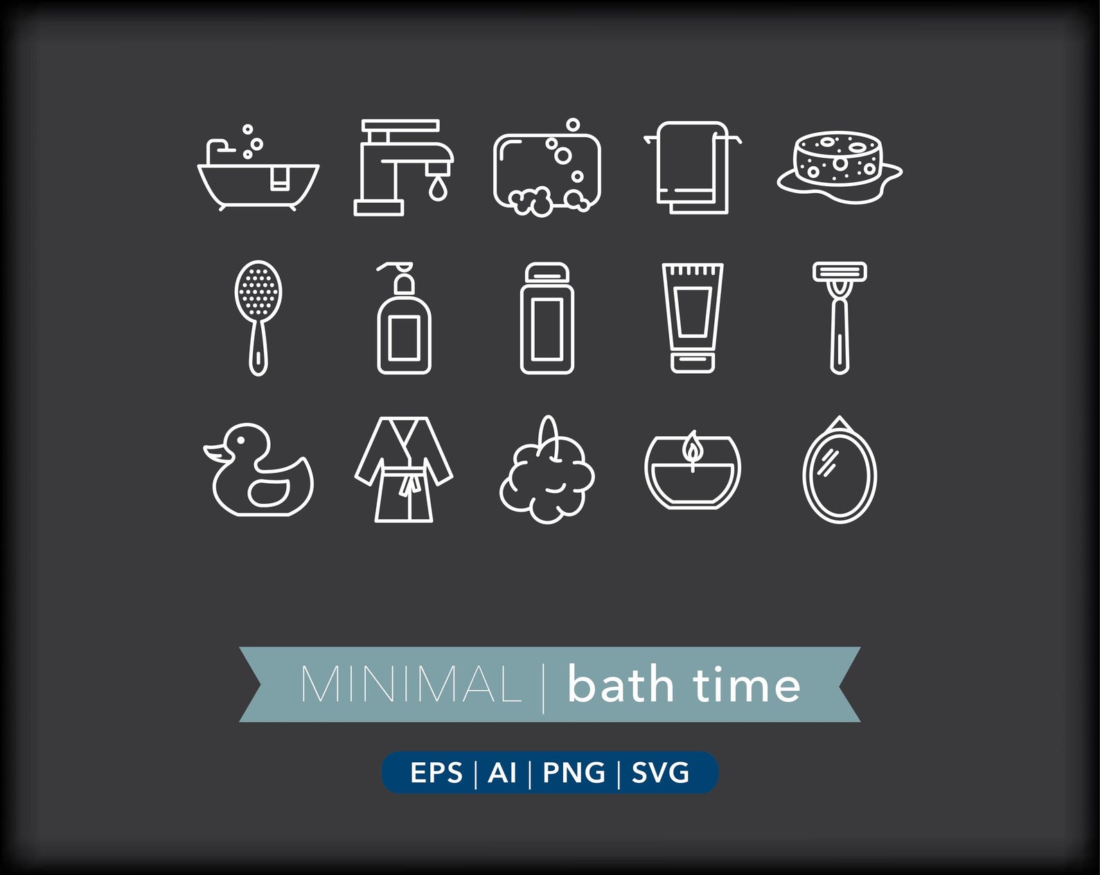Bath Time Icons: Home Spa Illustrations (SVG, AI, PNG) - Etsy