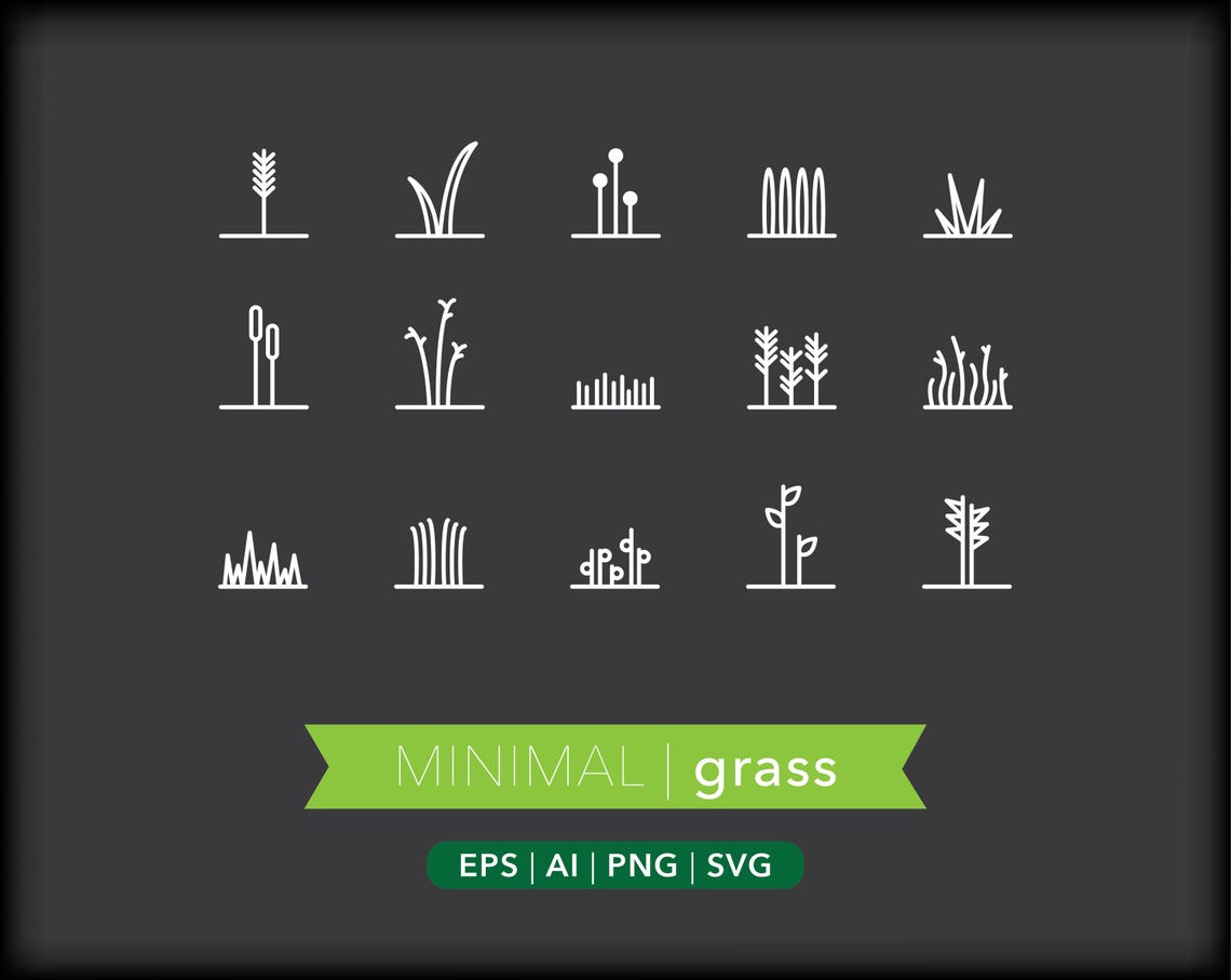 Grass Icon Set: Nature Illustrations, SVG, PNG, AI (digital Download ...